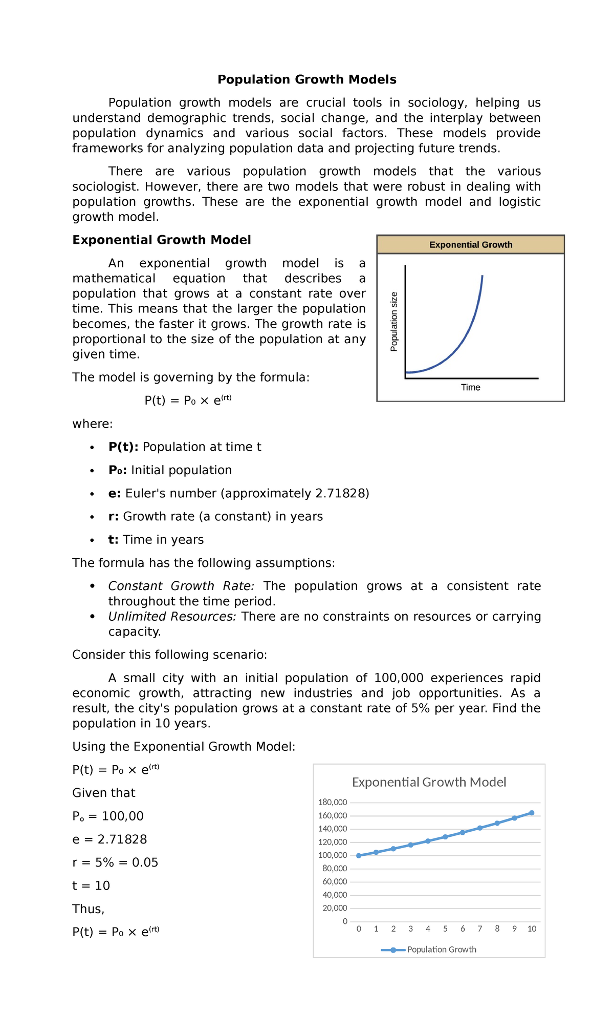 Population Growth Models: Exponential and Logistic Analysis - Studocu