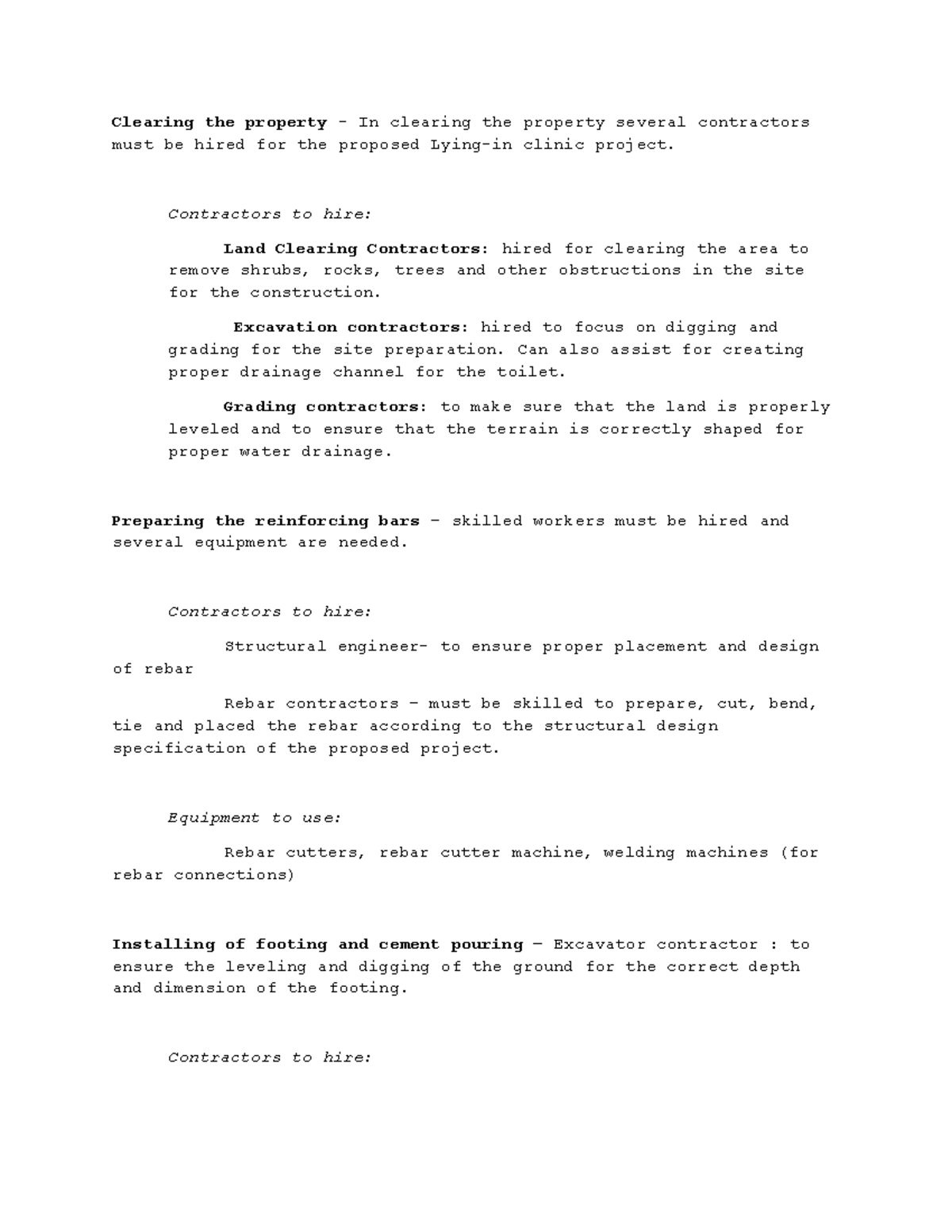 Construction methods and project management - Clearing the property ...