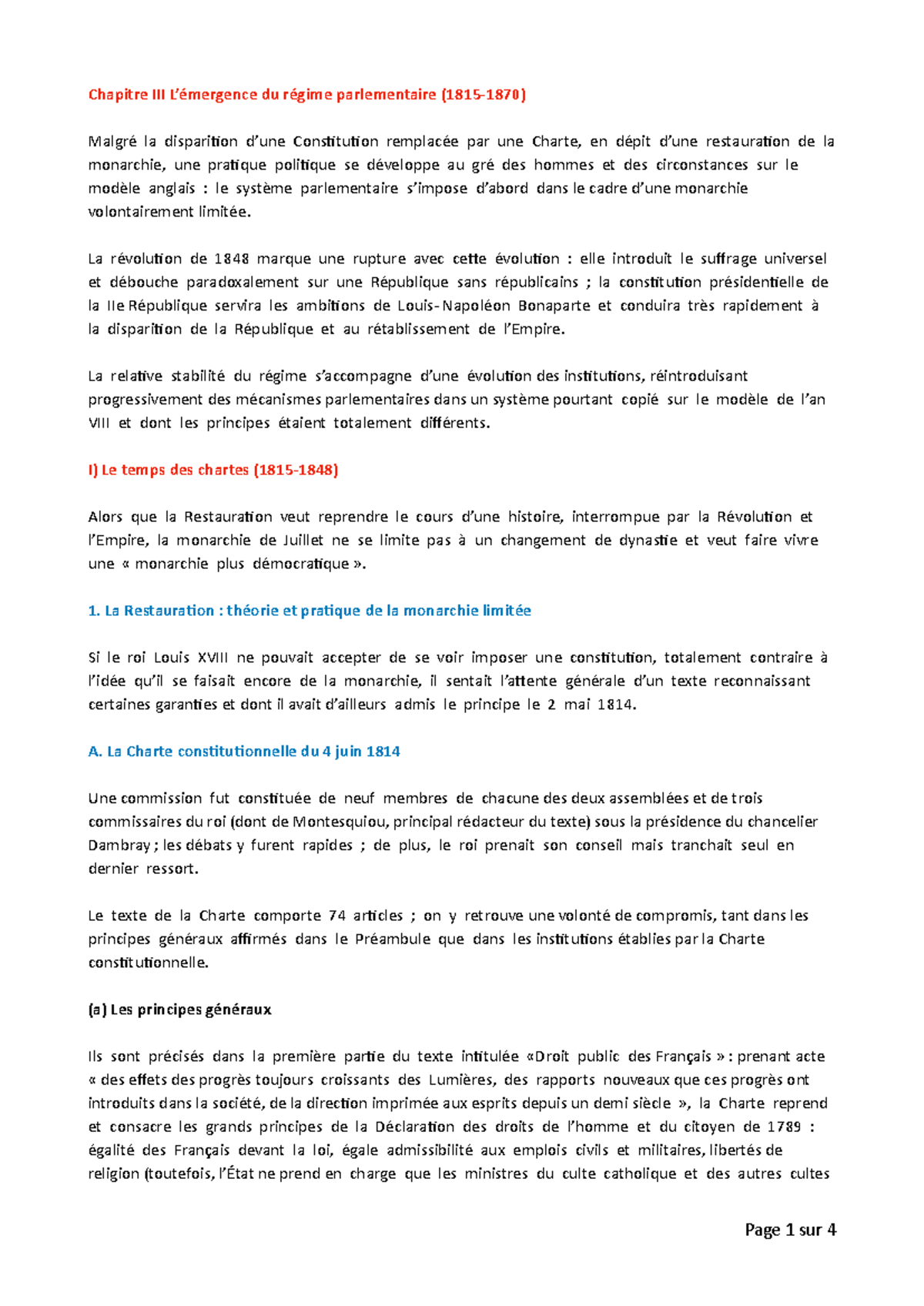 La Charte constitutionnelle du 4 juin 1814 - Chapitre III L’émergence ...