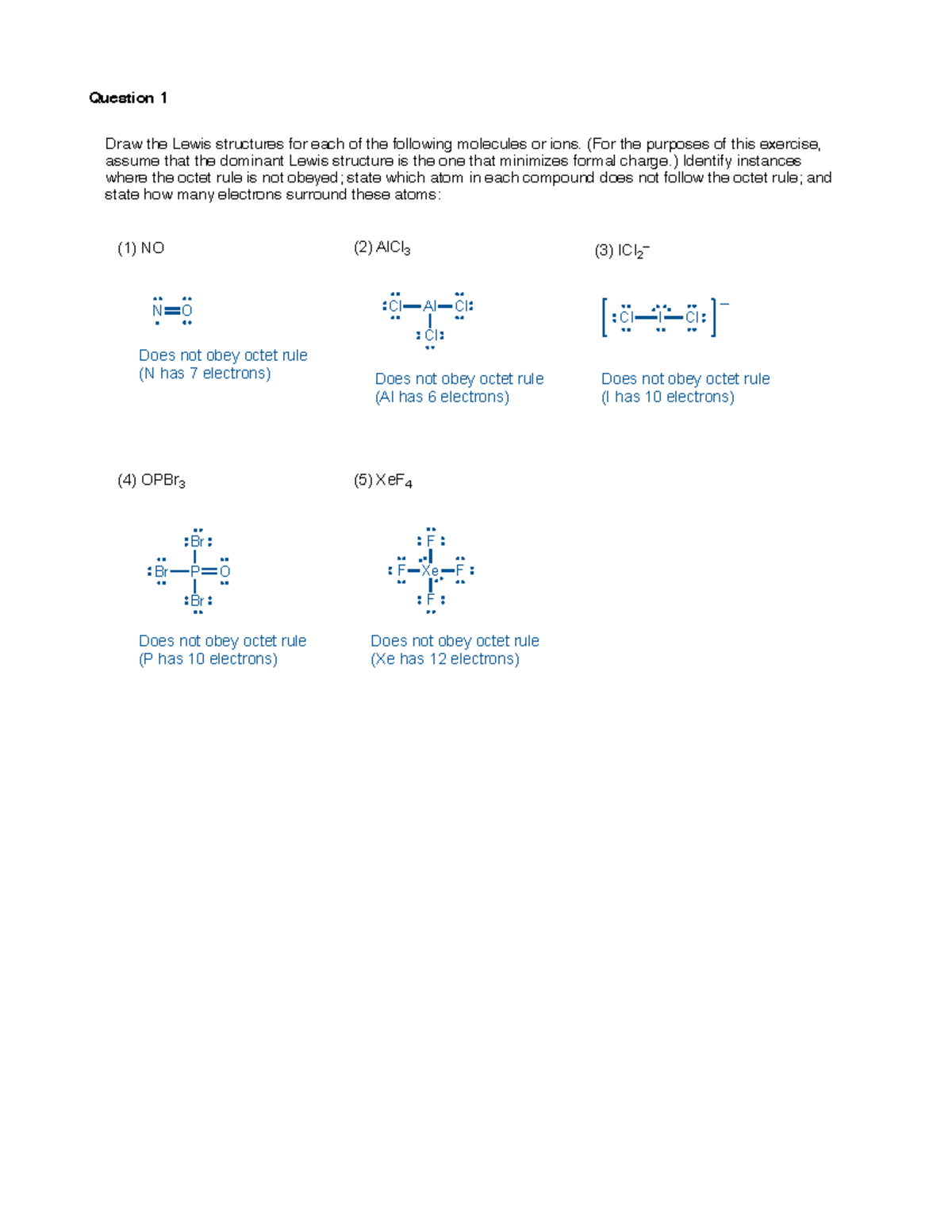 Problem Set 6: Lewis Structures & Electron Configurations - Studocu