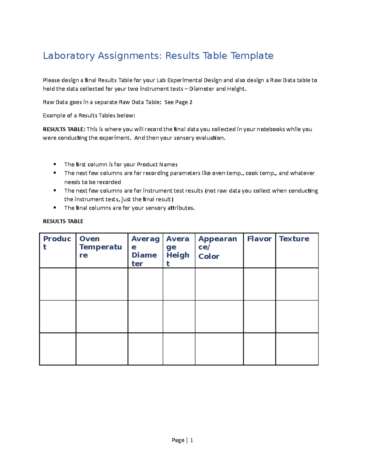 How to Design a Results Table for your Experiment(2) - Laboratory ...
