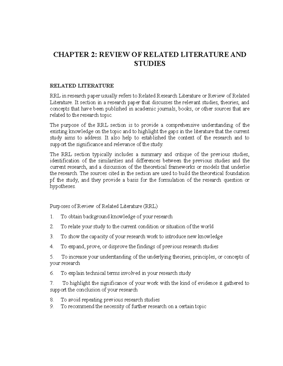 Chapter 2: Review of Related Literature and Studies (RRL) Insights ...