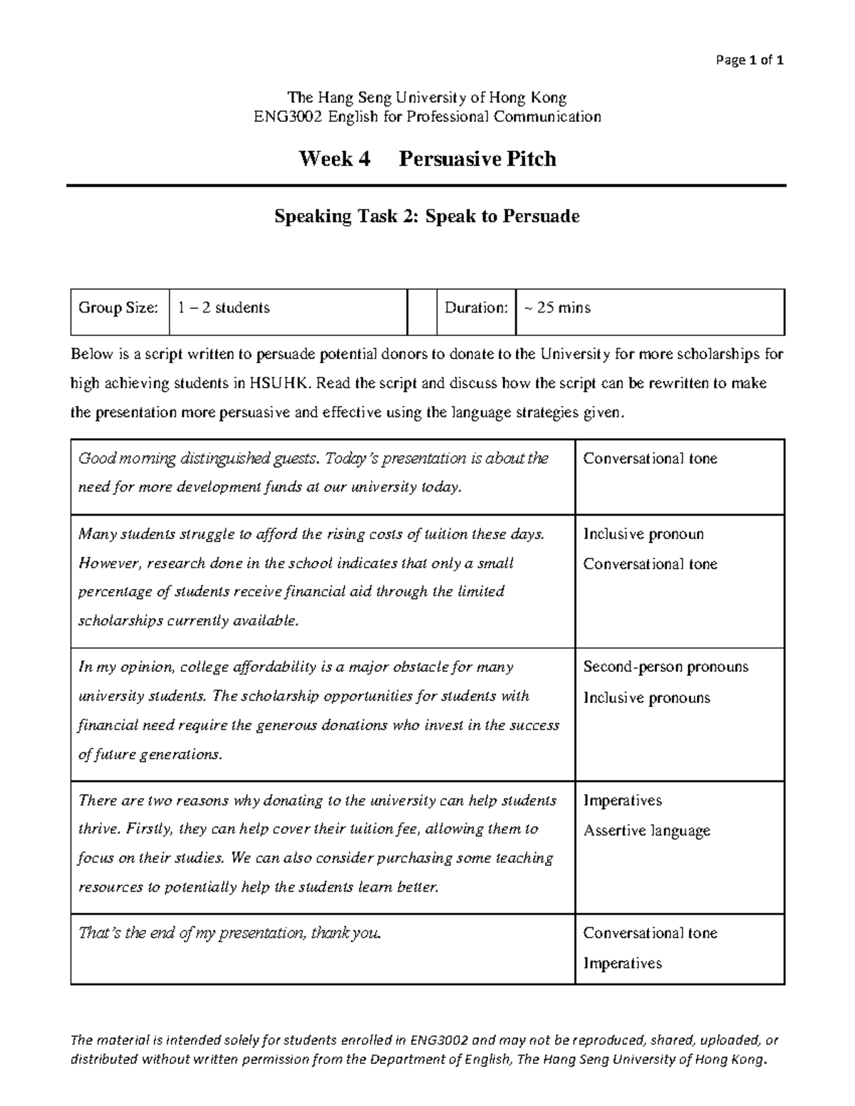 ENG3002 Week 4 Task 2: Persuasive Pitch Script Analysis - Studocu