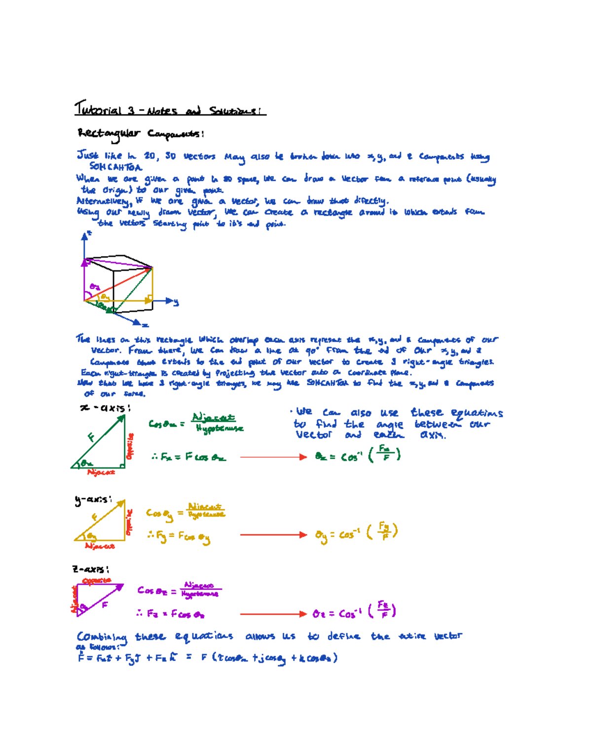 Tutorial 3 - 3D Vectors: Rectangular Components & Solutions - Studocu