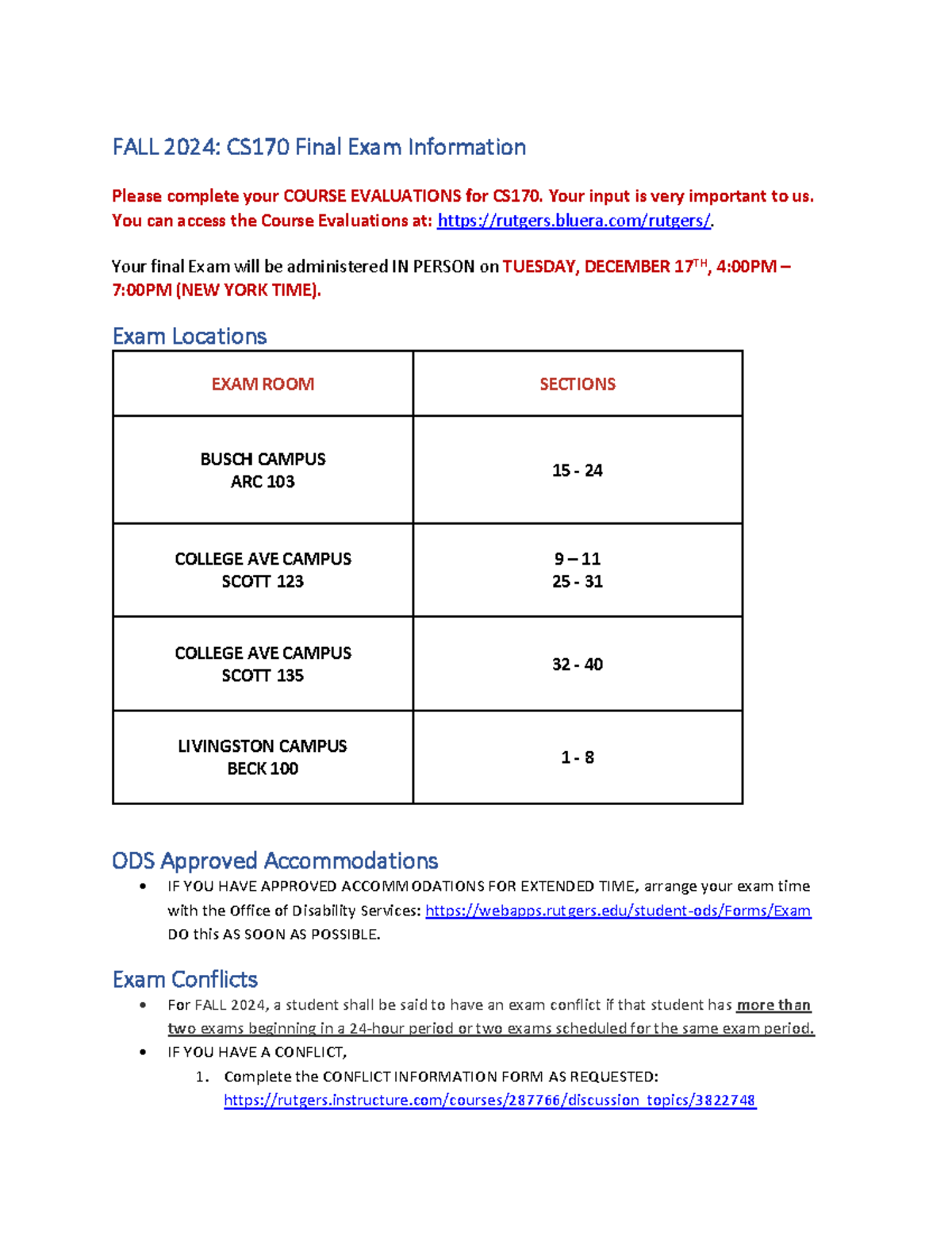 CS1 70 Final Exam Format and Important Information - Fall 2024 - Studocu