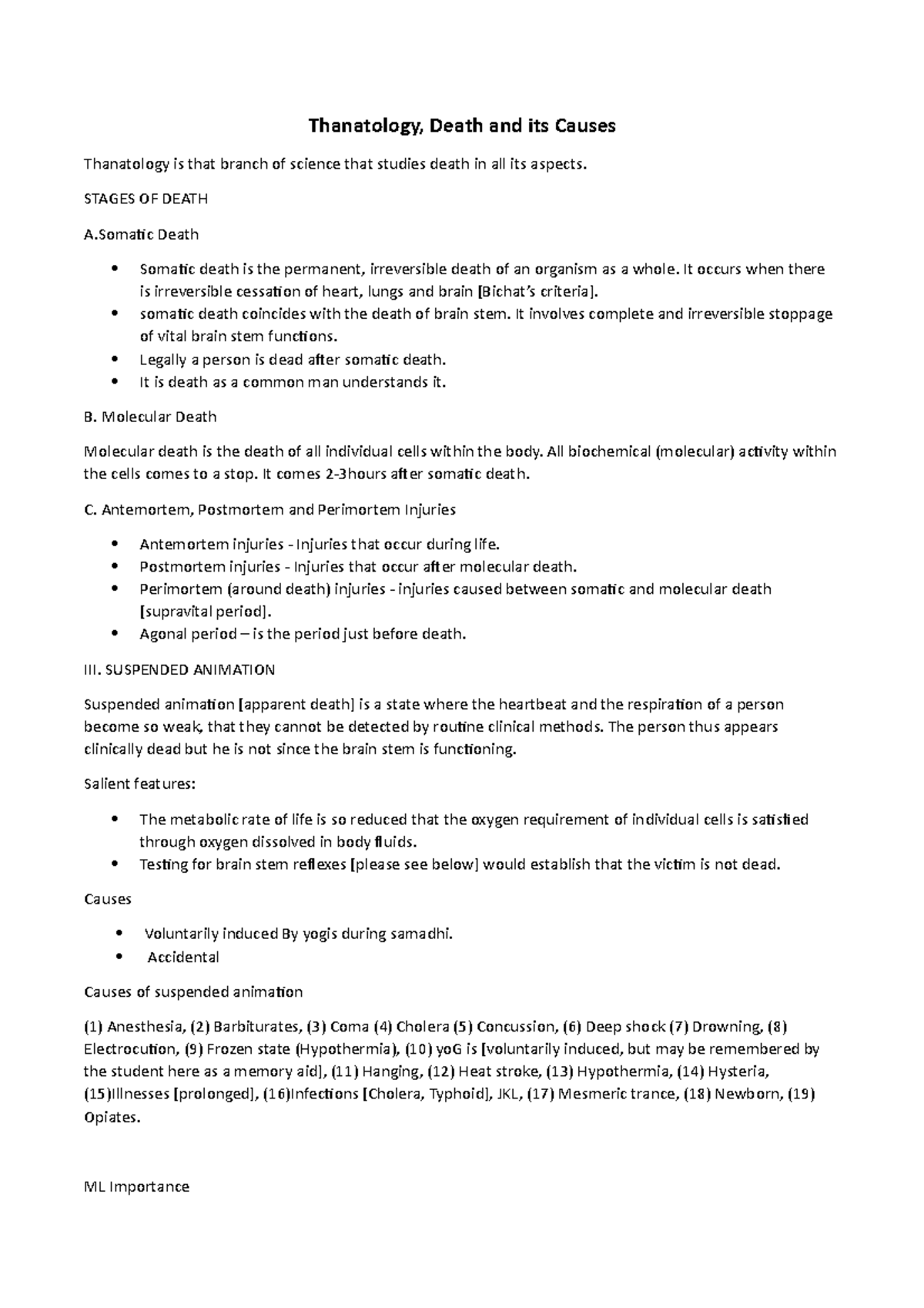 Thanatology (Forensic Study): Comprehensive Notes on Death Analysis ...