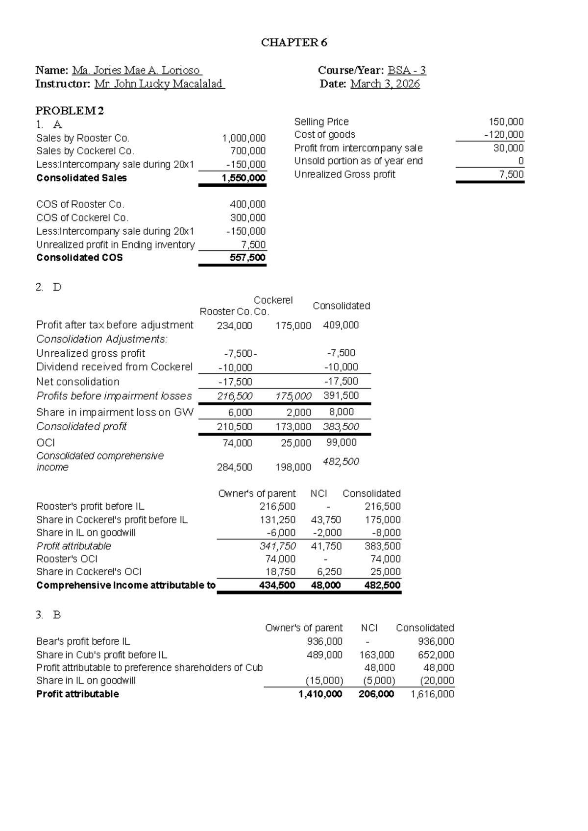 Chapter 6 BSA 3 - Business Combination Answer Key - Studocu