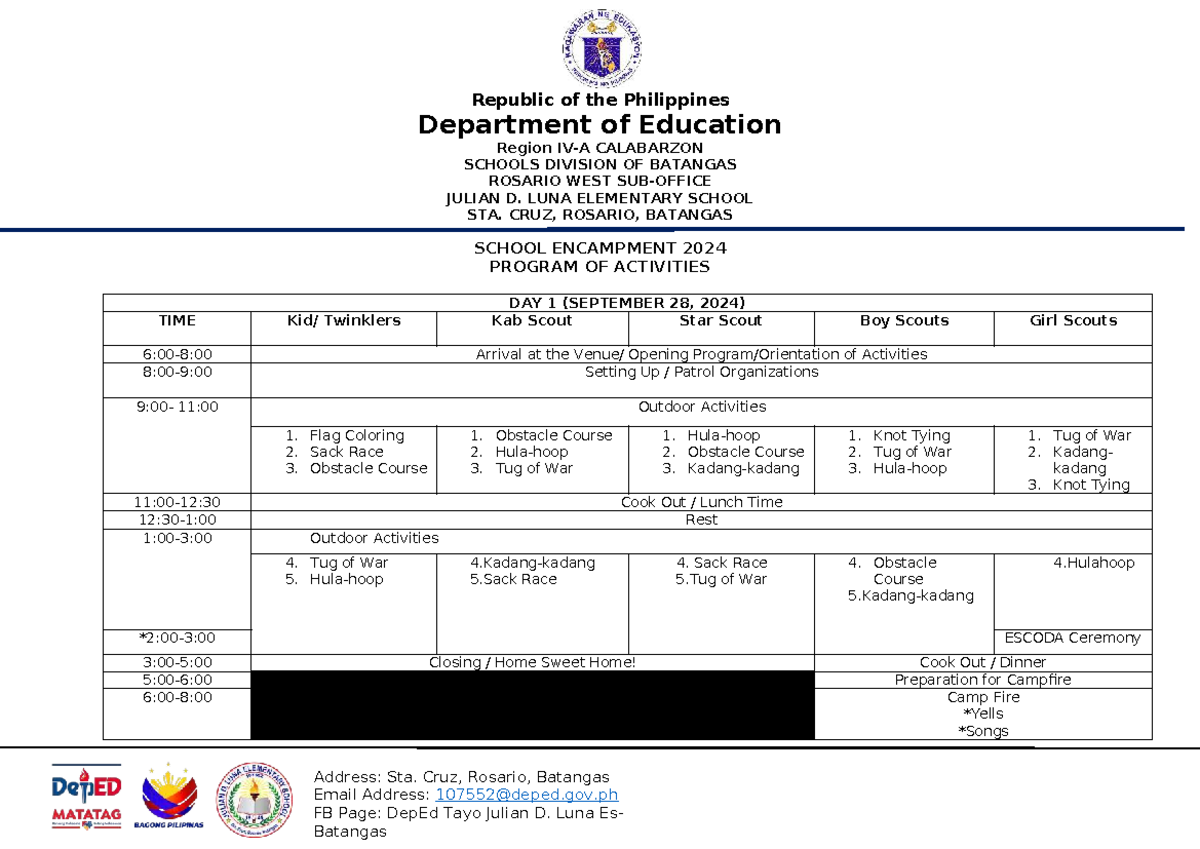 GSP Camping Program 2024: Activities for Girl Scout Encampment - Studocu