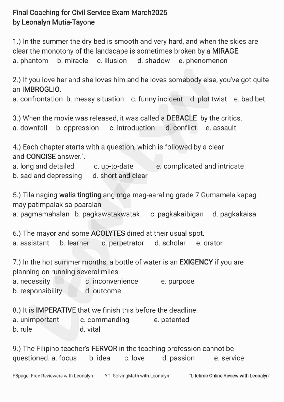 CSE 2025 Final Exam Reviewer: Comprehensive Coaching Guide - Studocu