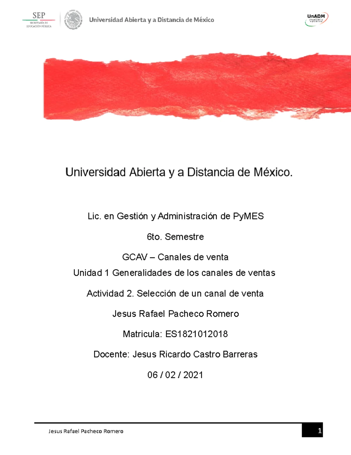 GCAV U1 A2 MNZP CANALES DE VENTA - Universidad Abierta y a Distancia de ...