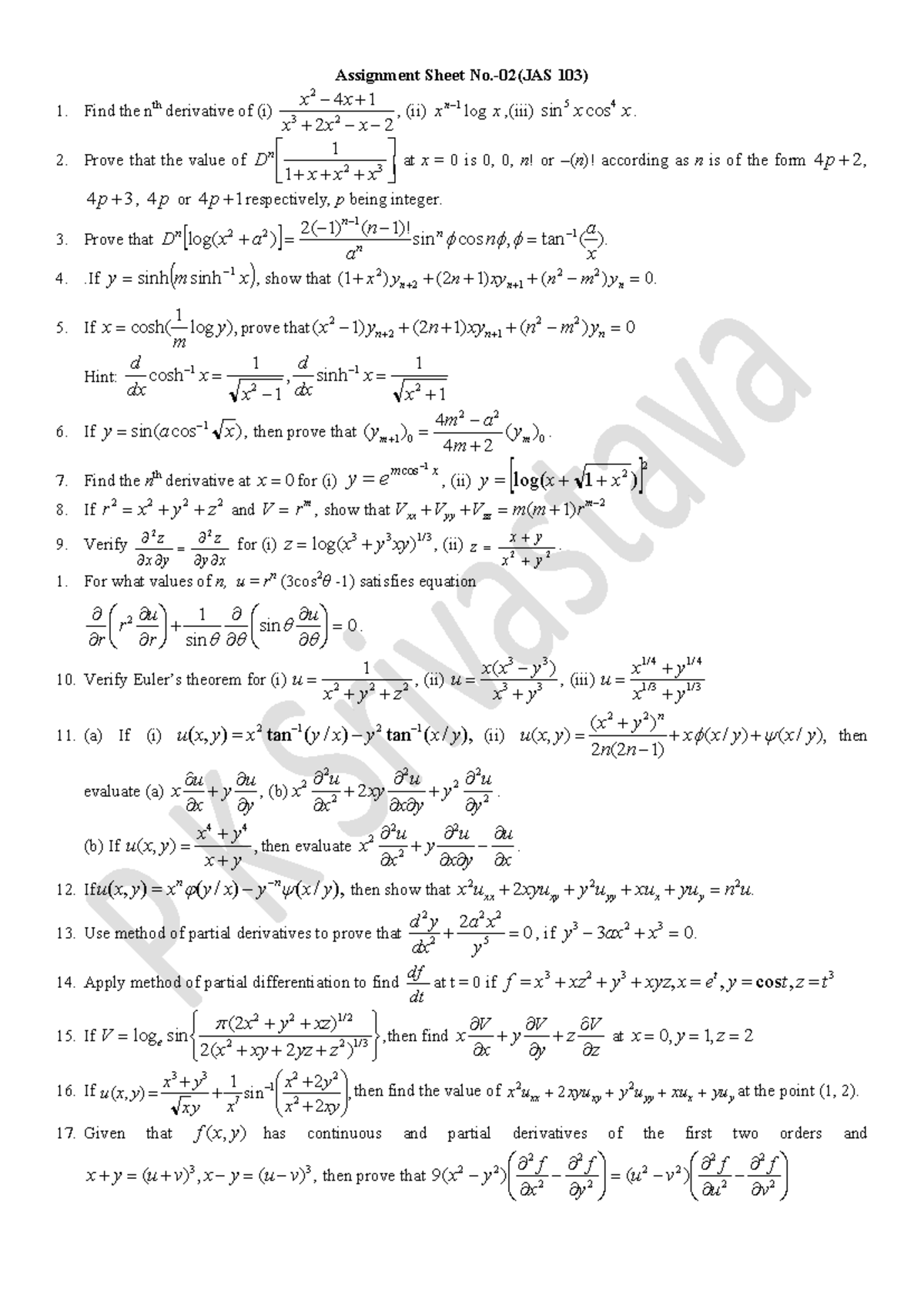 Assignment 02 - Derivatives and Partial Differentiation Techniques ...