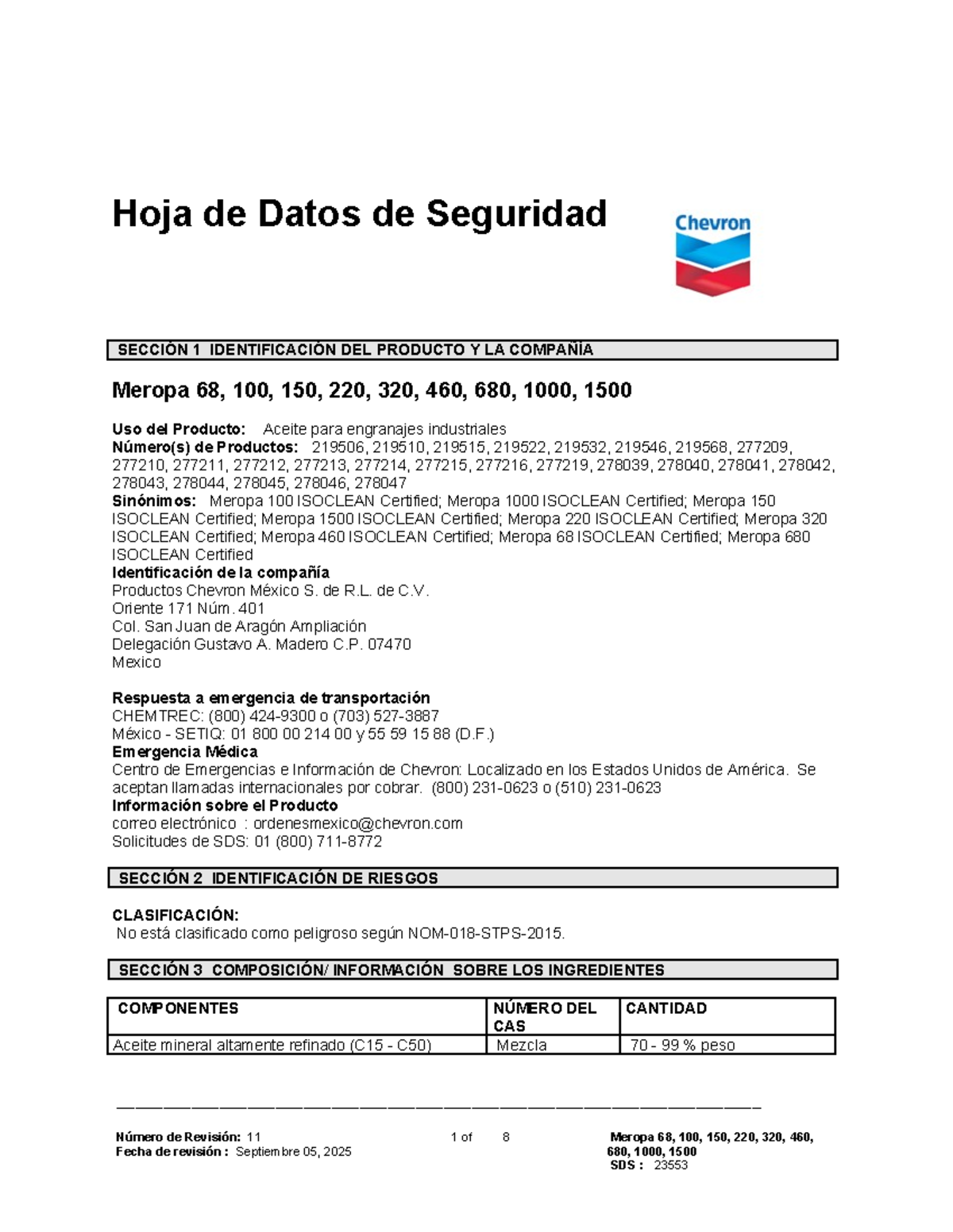 FDS Meropa 68, 100, 150, 220, 320, 460, 680, 1500 - Hoja de Datos de ...