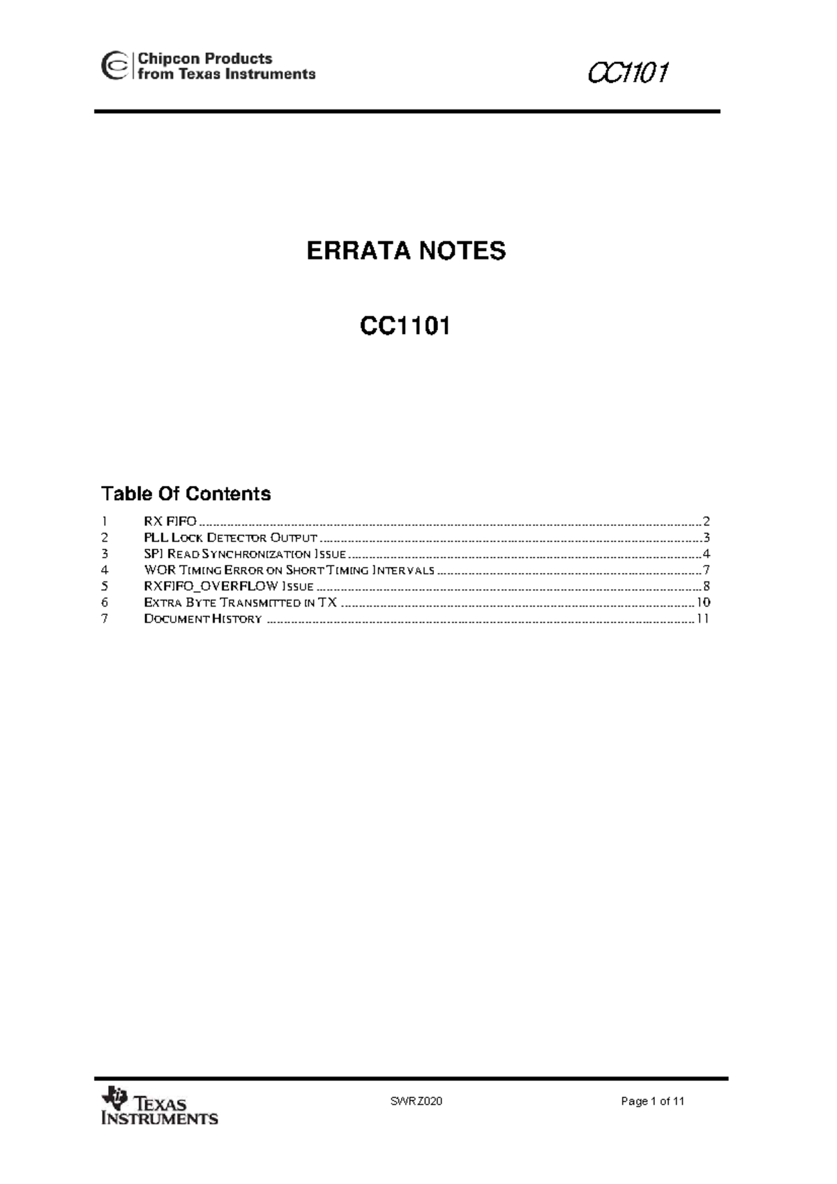 CC1101 ERRATA NOTES: Key Issues and Workarounds - Studocu