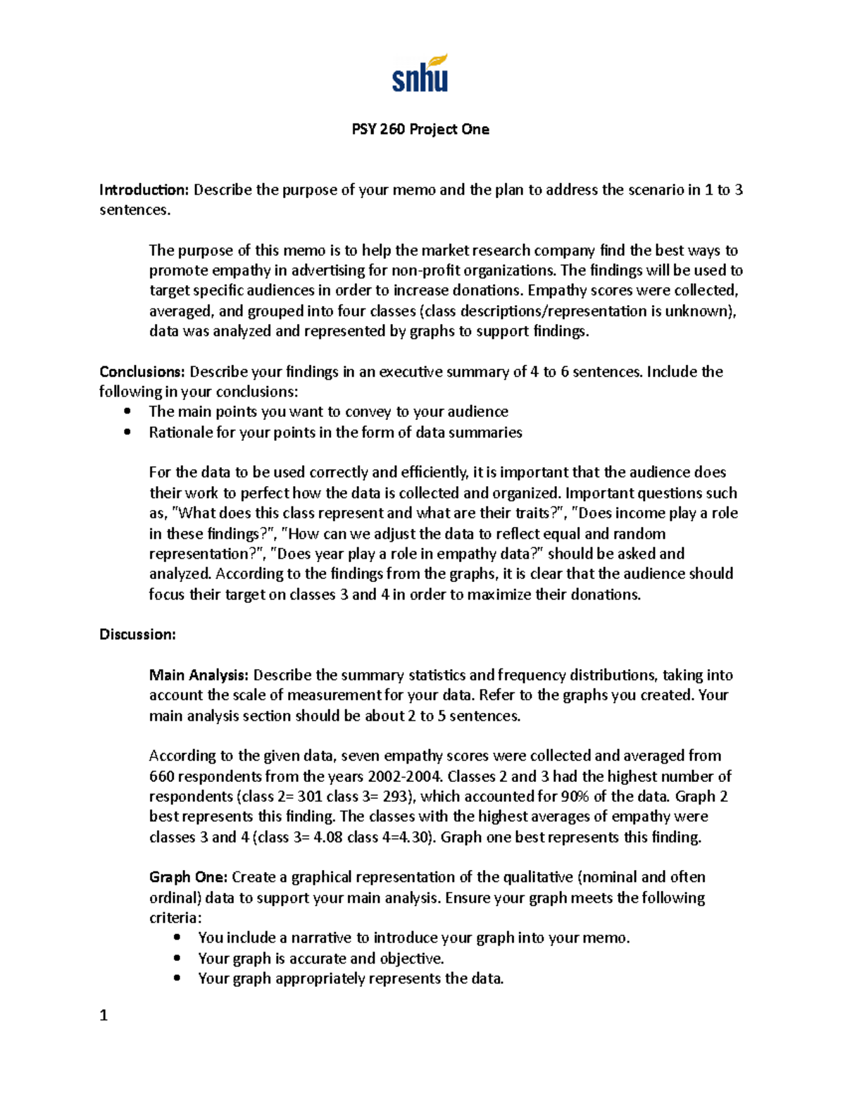 PSY260 Project One - PSY 260 Project One Introduction: Describe the ...