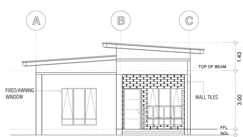 Front Elevation - BS Civil Engineering - NGL FFL TOP OF BEAM T A B C 3 ...