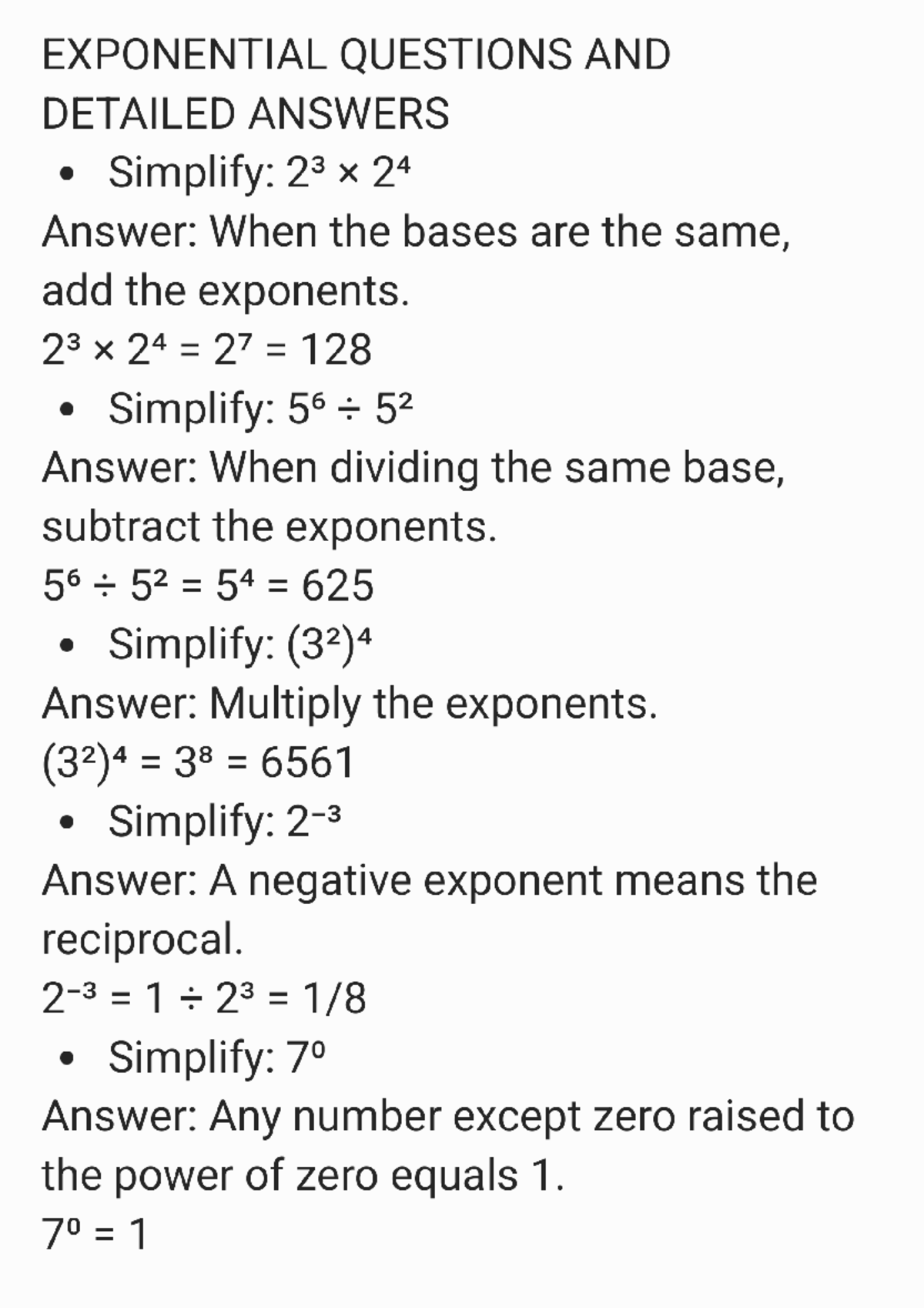 Exponents: Simplification Techniques and Solutions - Studocu
