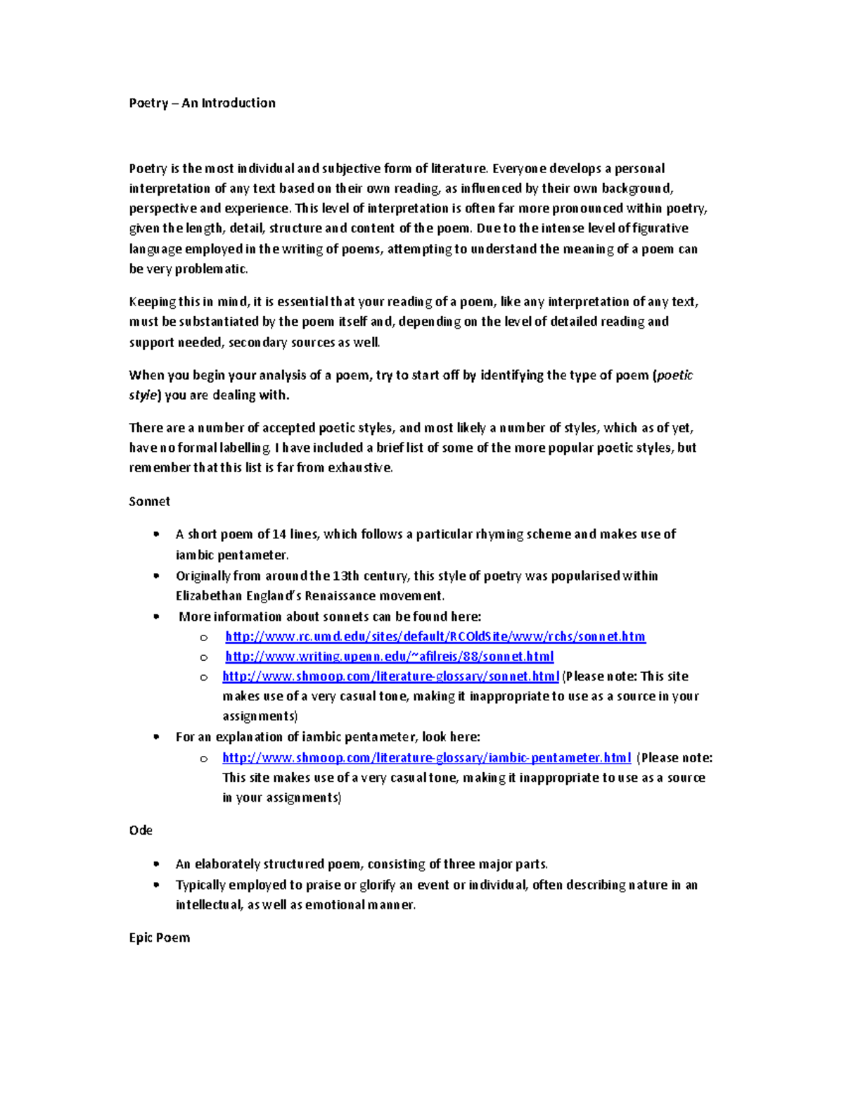 ENG2602 Poetry: An Introduction to Interpretation and Styles - Studocu