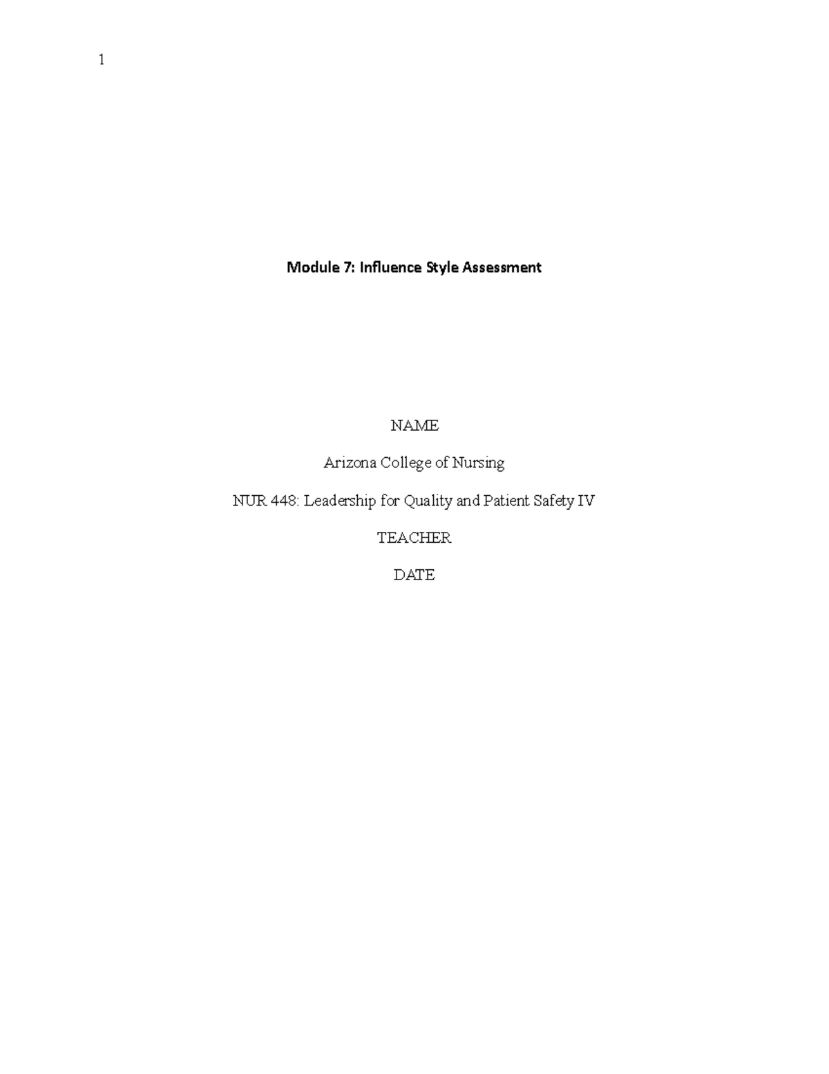 Module 2 ATI Nurse’s Touch The Leader Case 4 Quality Improvement-2 - 1 ...