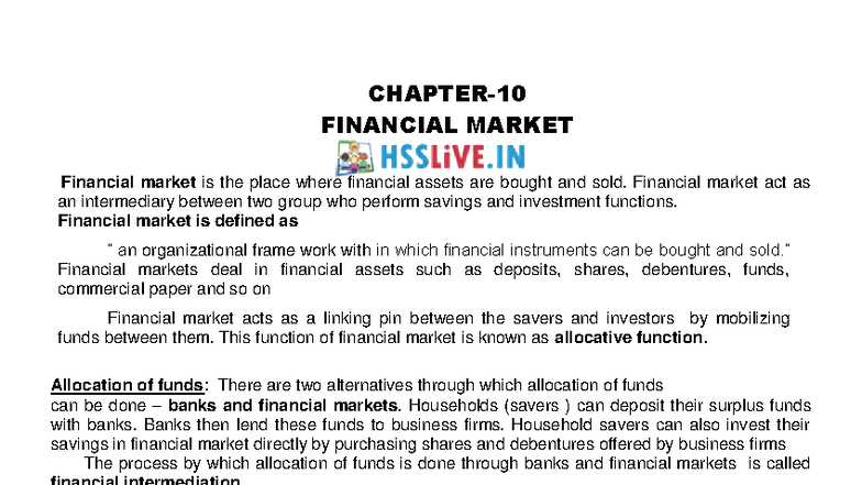 FIN 101: Overview of Financial Markets and Their Functions - Studocu