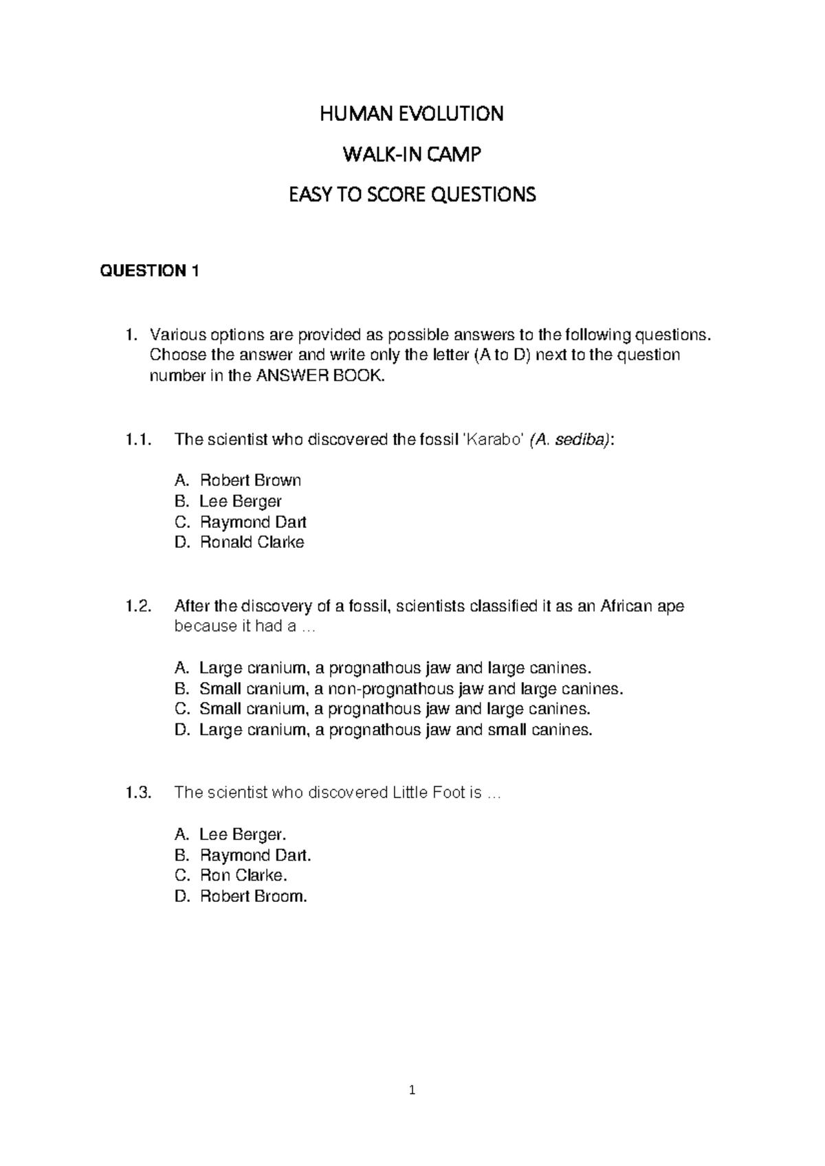 HUMAN EVOLUTION Quiz: Easy to Score Questions & Answers - Studocu