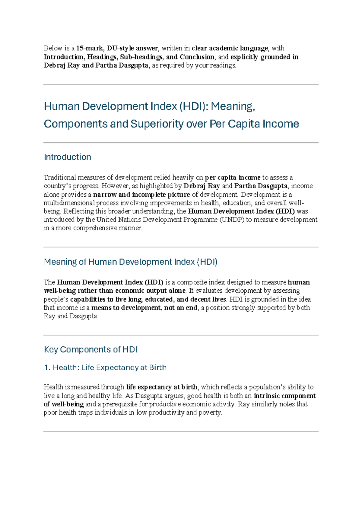 Human Development Index (HDI): Key Components and Advantages Over Per ...