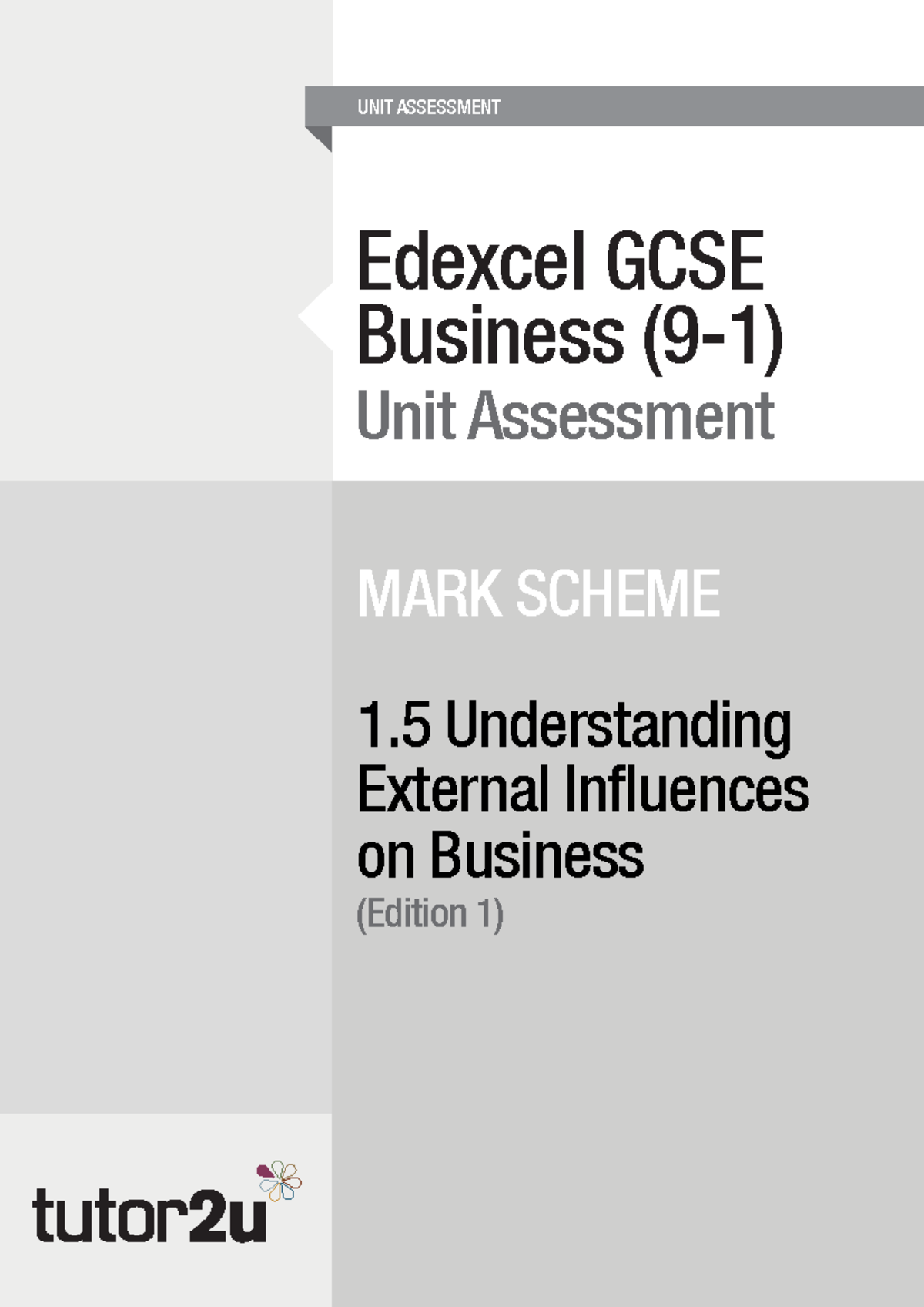 Edexcel GCSE Business (9-1) Unit 1.5 Mark Scheme on External Influences ...