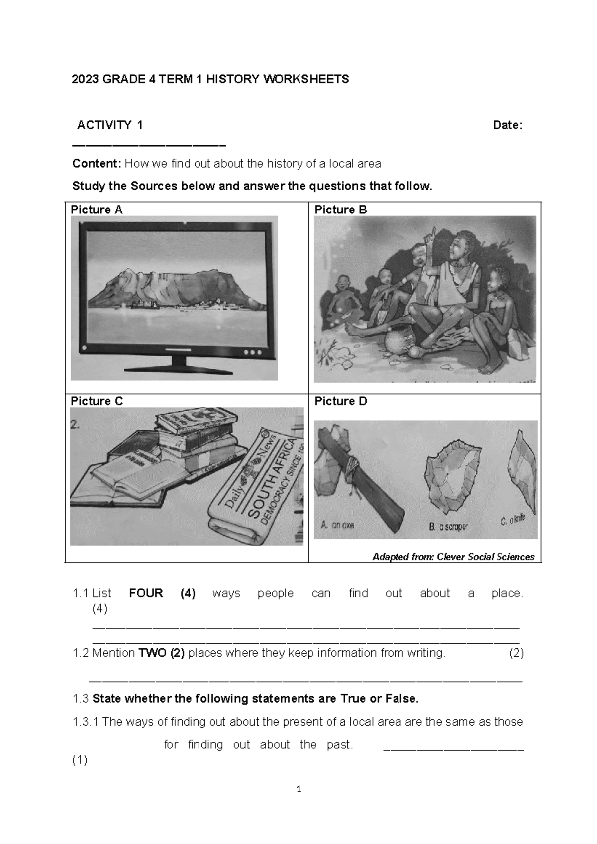 2023 GRADE 4 TERM 1 HISTORY WORKSHEETS: LOCAL AREA STUDY - Studocu