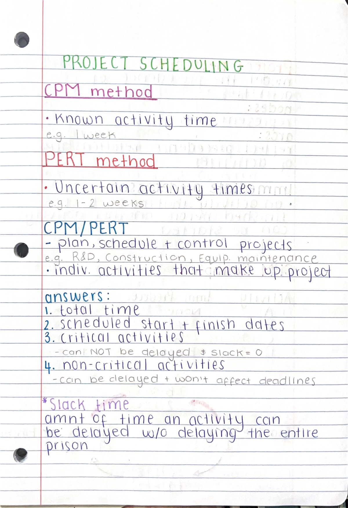 Project Scheduling - cpm/pert definition - PROJECT SCHEDULING CPM ...