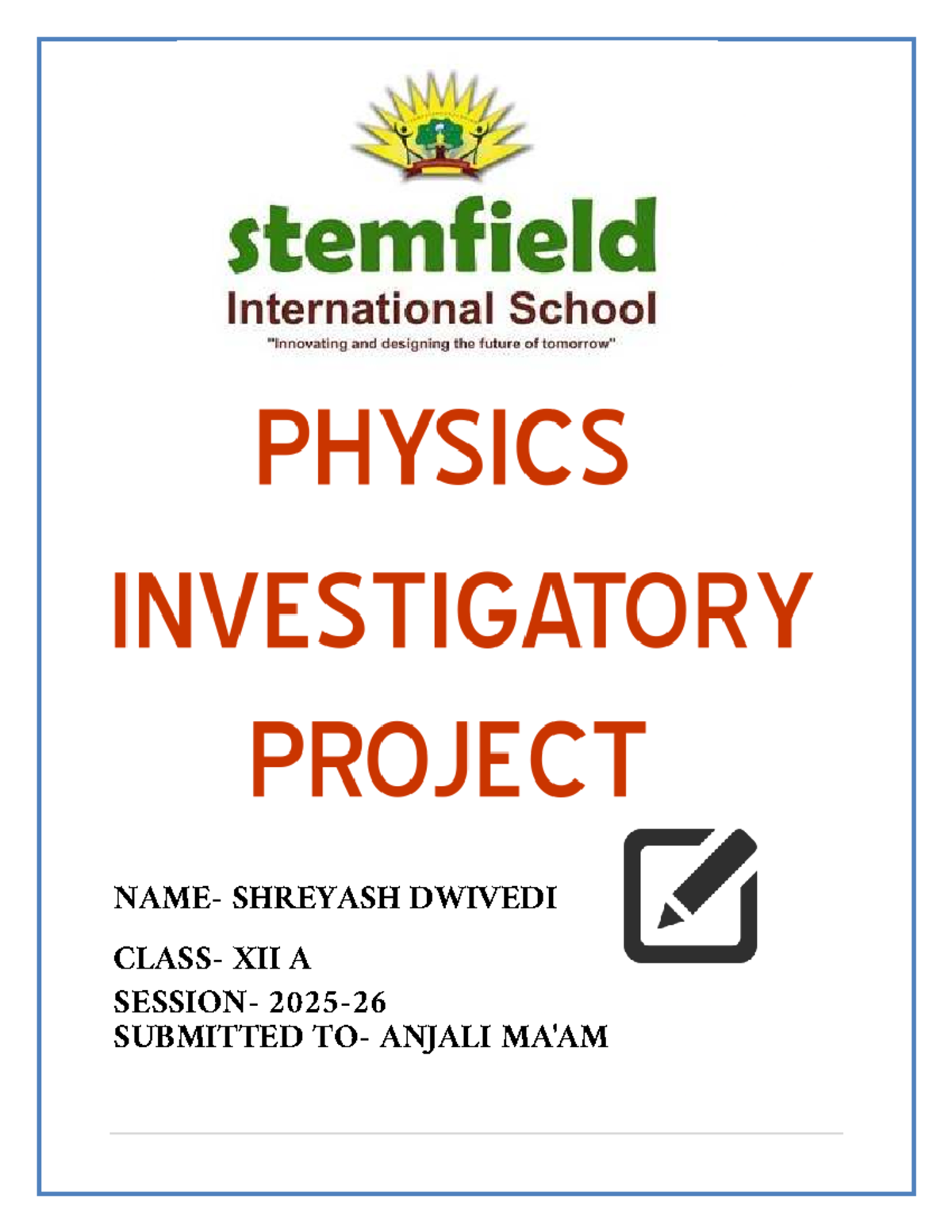 Physics Project on Electromagnetic Induction (EMI) for Class XII - Studocu