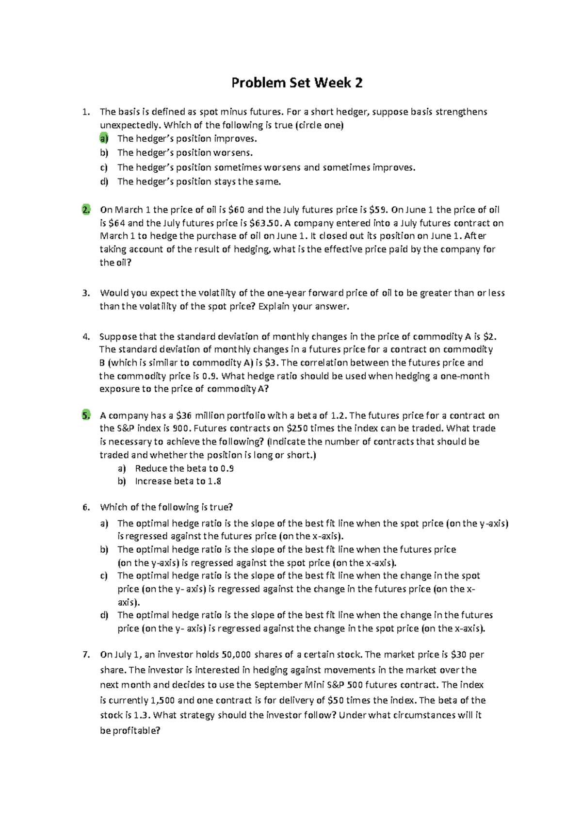 Problem Set W2 2021 - Exercises and Solutions for Week 2 - Studeersnel