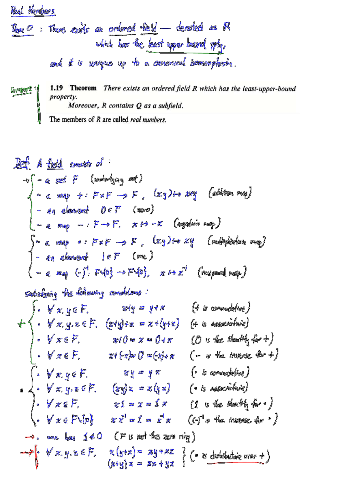 MA2108 - Lecture 01: Properties of Real Numbers and Fields - Studocu