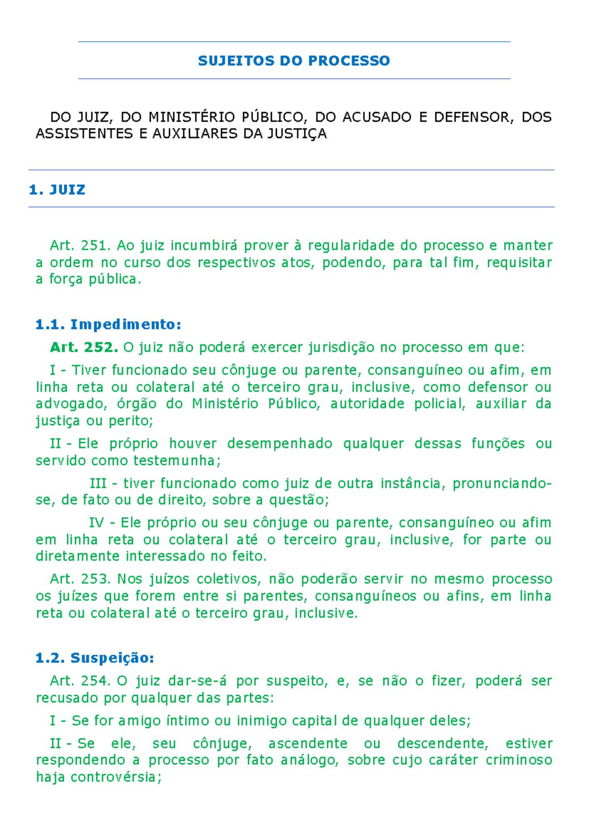 10 - Sujeitos do Processo Penal: Juiz, Ministério Público e Defesa - Studocu