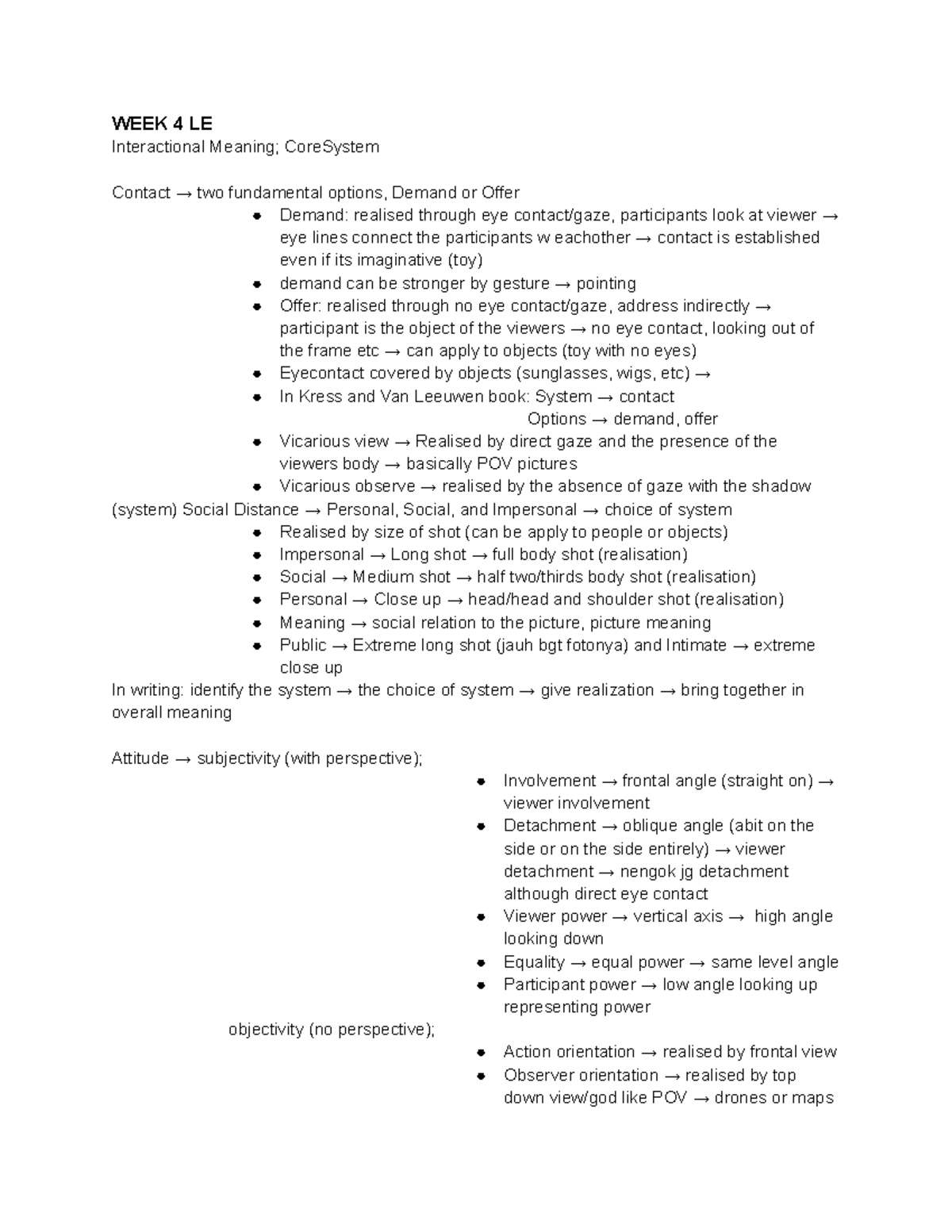 WEEK 4 LEC (Visual Comm MDIA2094) - WEEK 4 LE Interactional Meaning; CoreSystem Contact → two ...
