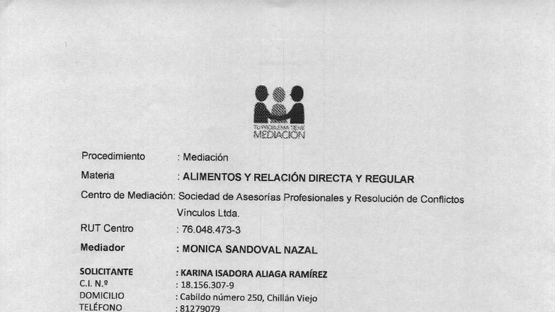 TU PROBLEMA TIENE MEDIACIÓN: Acuerdo de Alimentos y Relación Regular ...