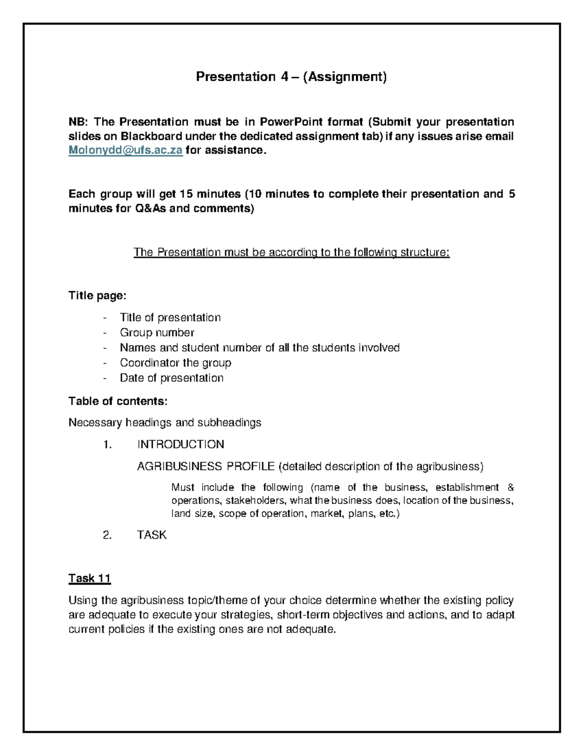 Presentation 4 - (Assignment) - Presentation 4 – (Assignment) NB: The ...