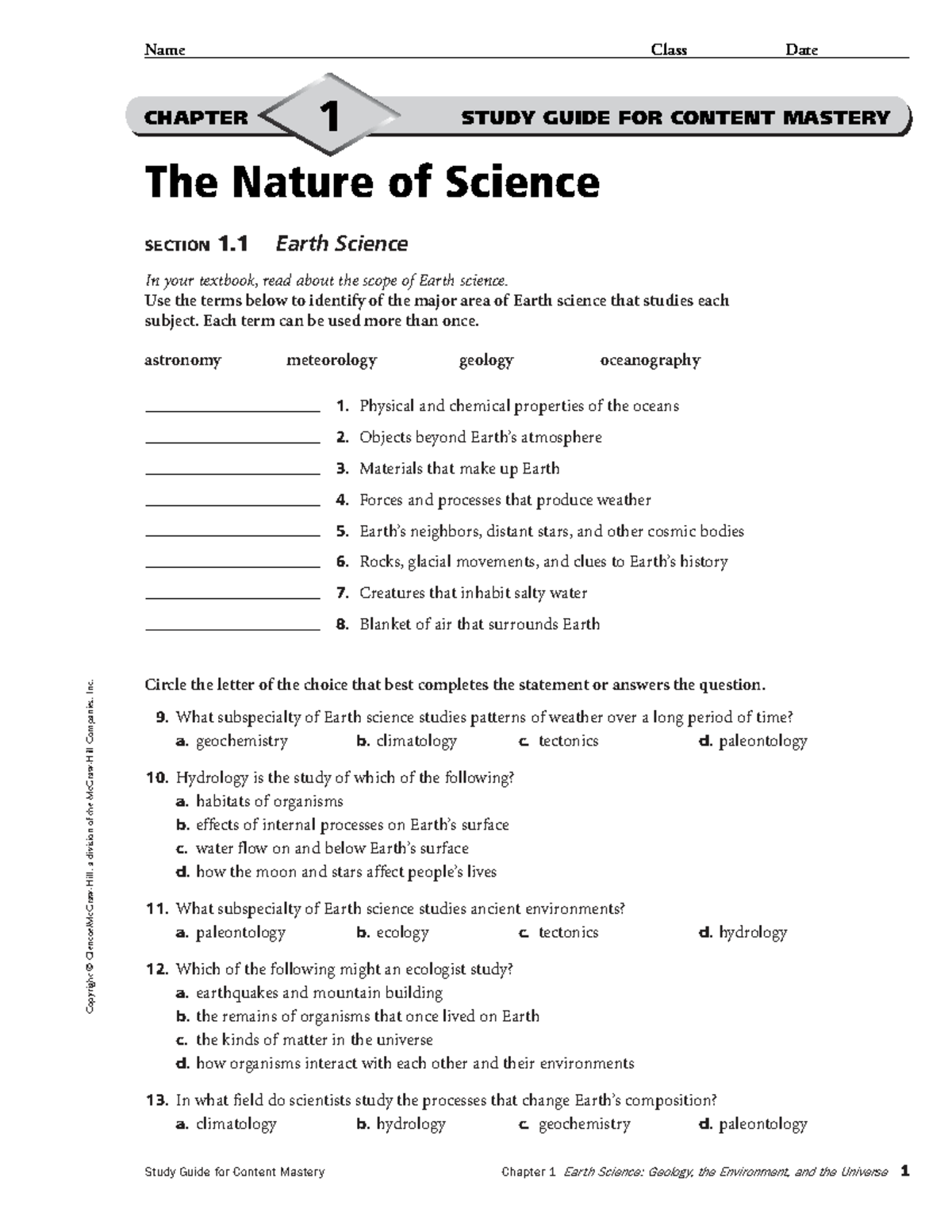 Earth Science Lecture Notes: Chapter 1 & 2 Study Guide (1st Year) - Studocu