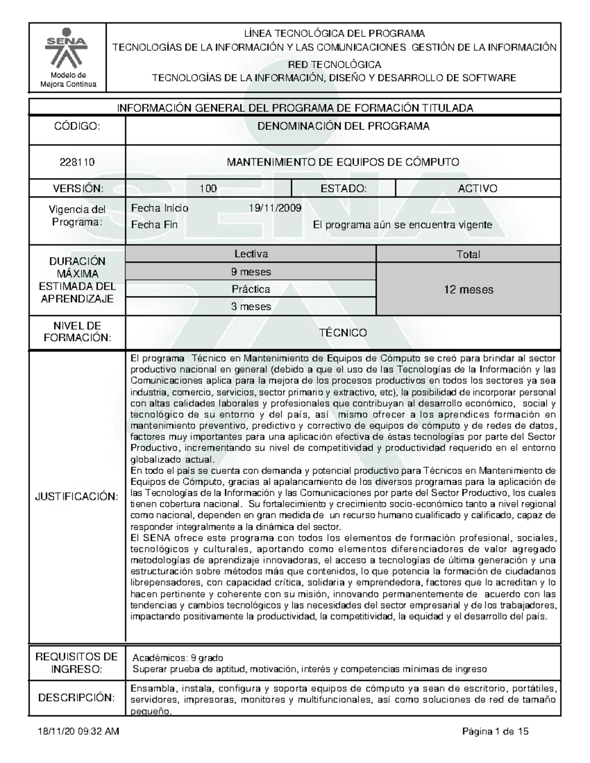 Tecnico EN Mantenimiento DE Equipos DE Computo - TECNOLOGÍAS DE LA ...