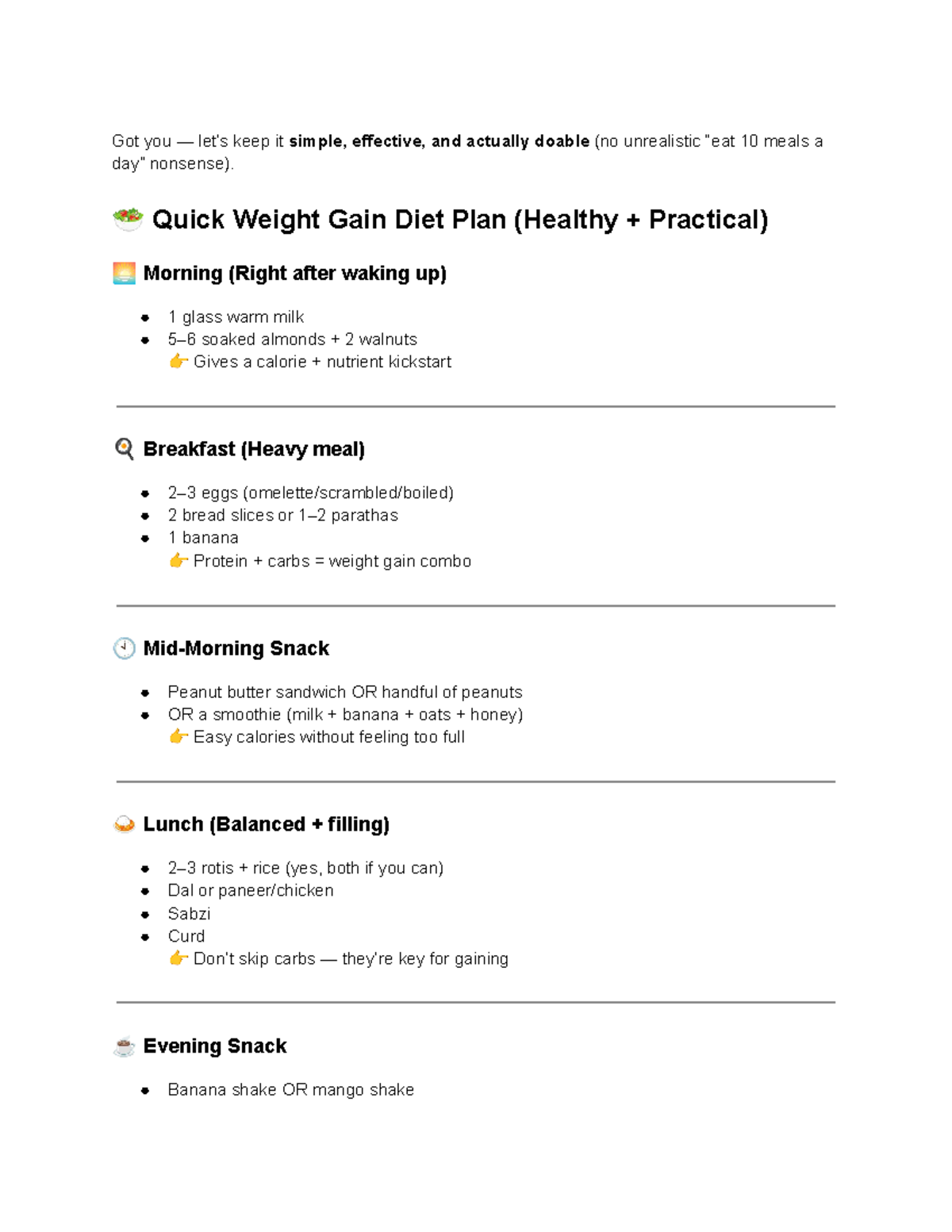 Quick Weight Gain Diet Plan: Simple & Effective Guide - Studocu