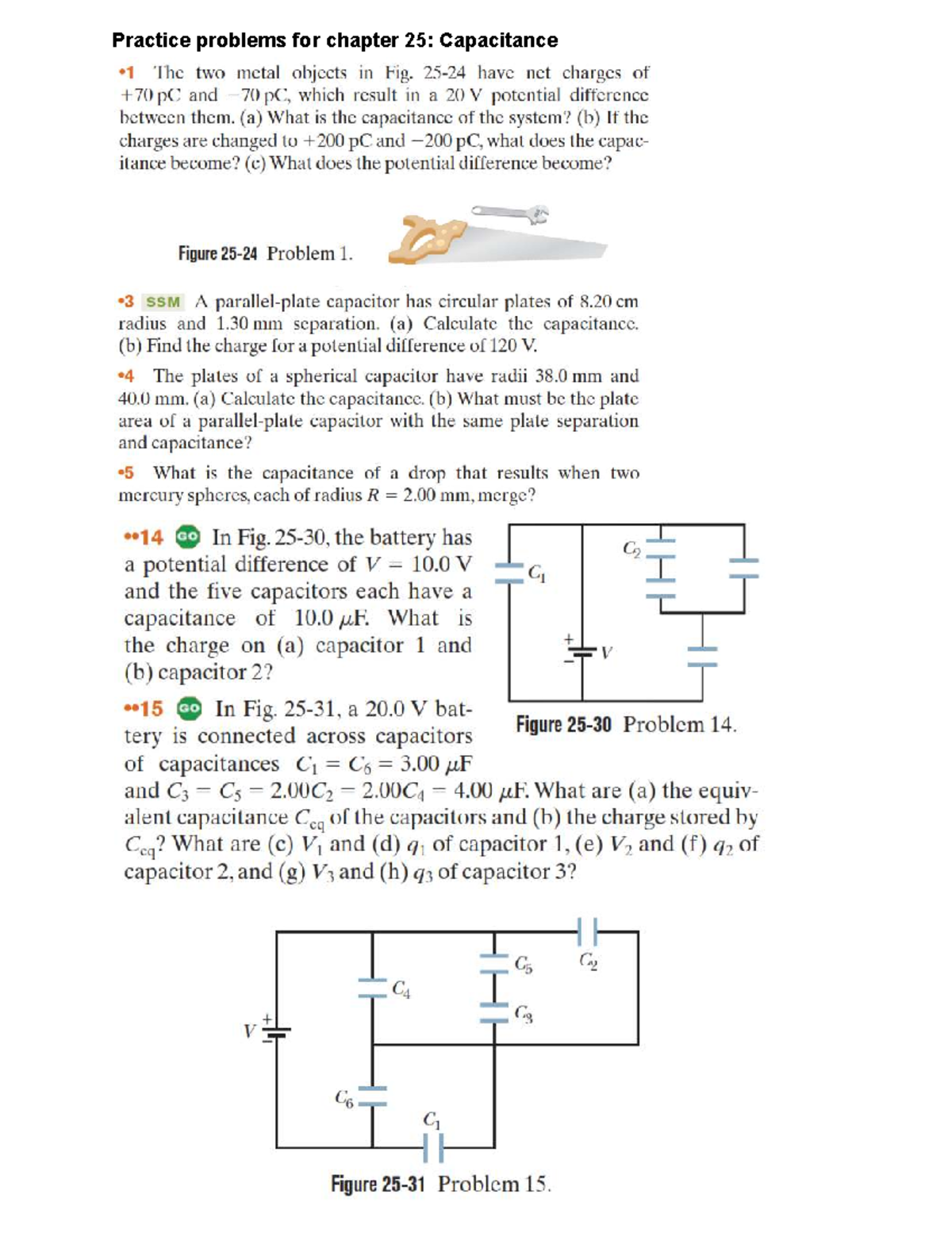 Practice Problems for Chapter 25: Capacitance Analysis - Studocu