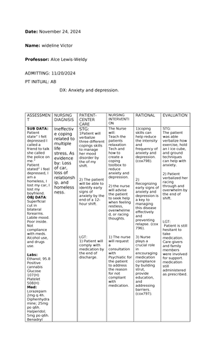 Brief Mental Status Exam (MSE) Form - A UCare ID Date: 11.20 Care ...