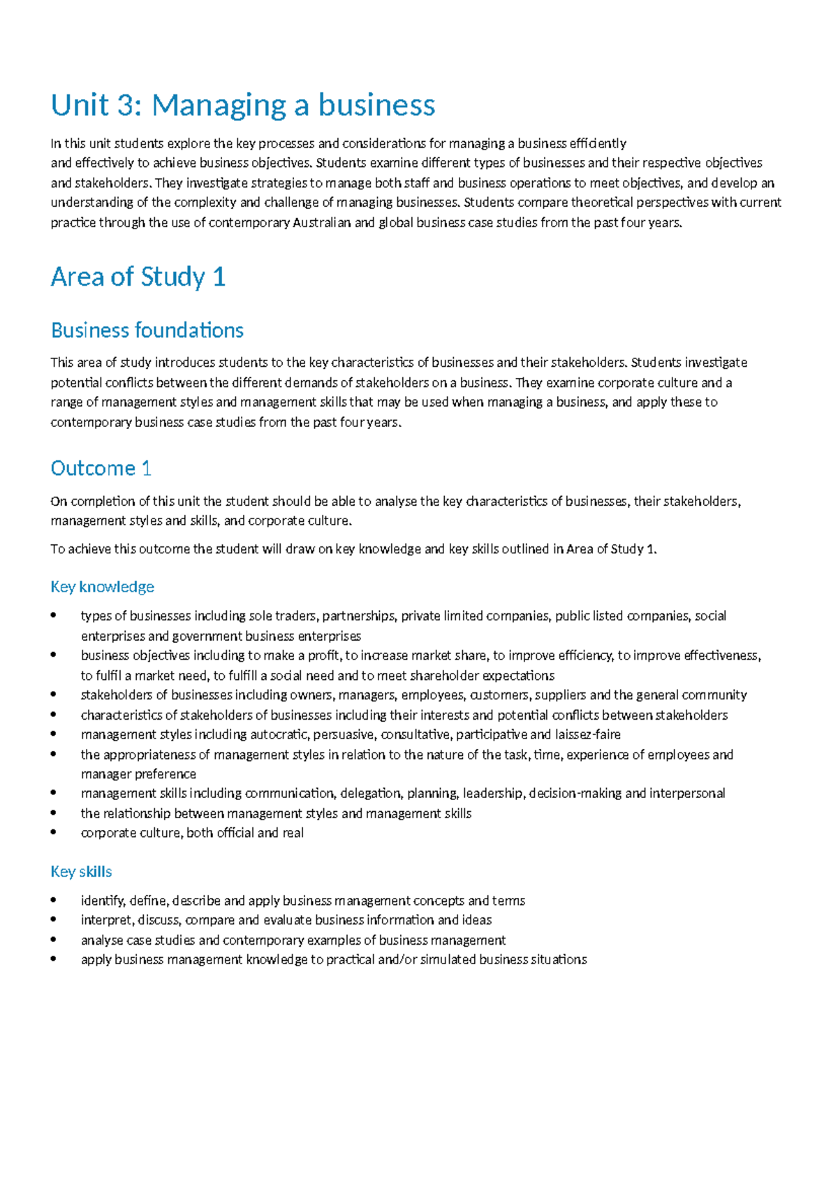 Managing Businesses: Study Design for Course Code XYZ123 - Studocu