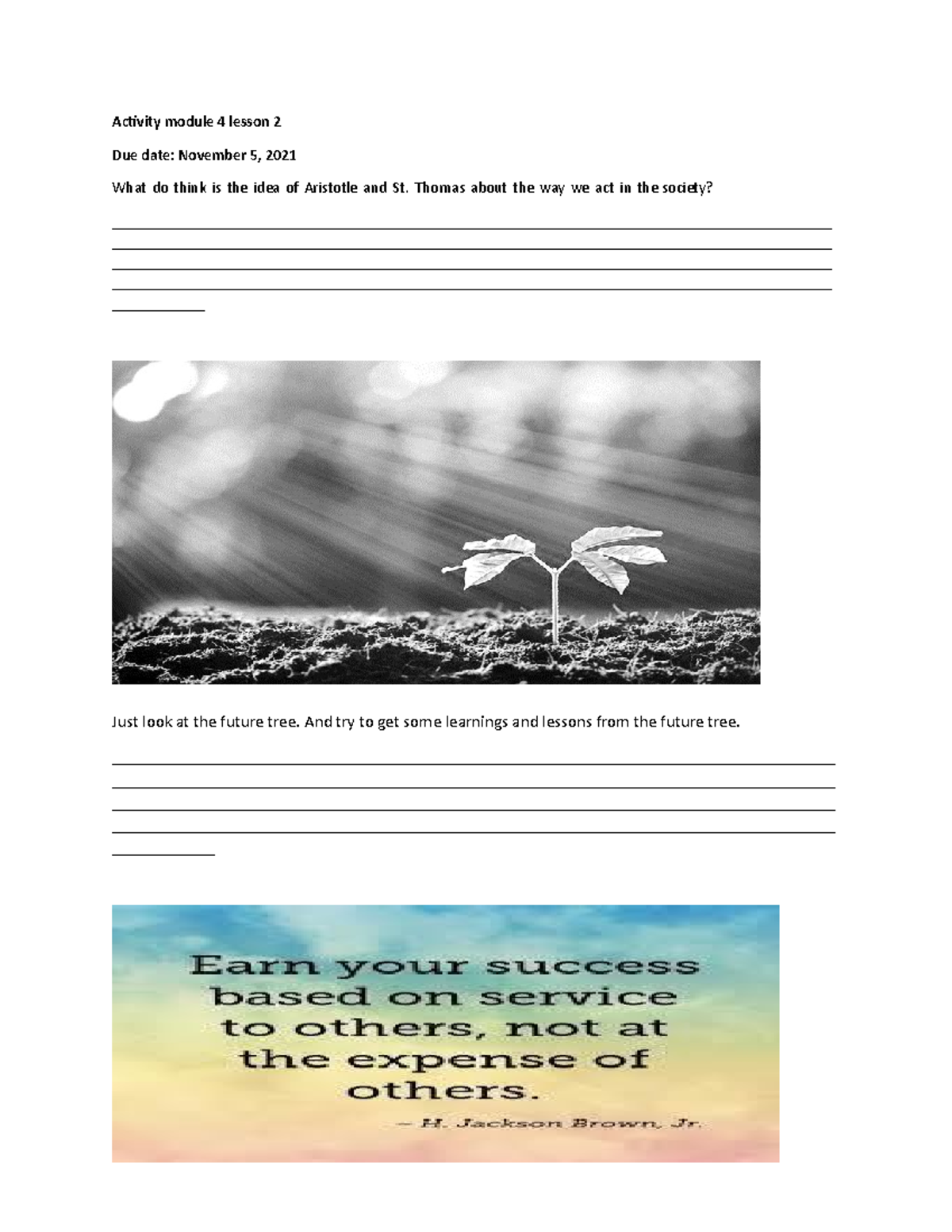 Activity module 4 lesson 2 - Activity module 4 lesson 2 Due date ...