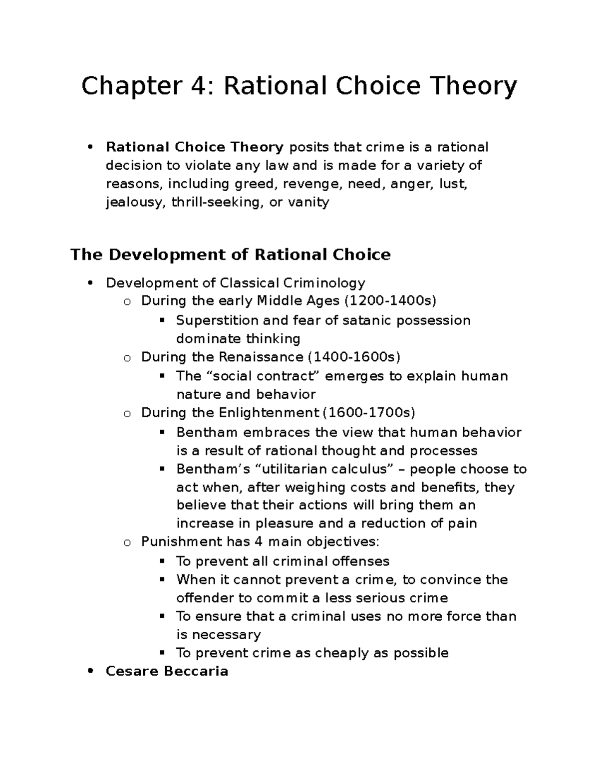 Criminology Chapter 4: Understanding Rational Choice Theory - Studocu