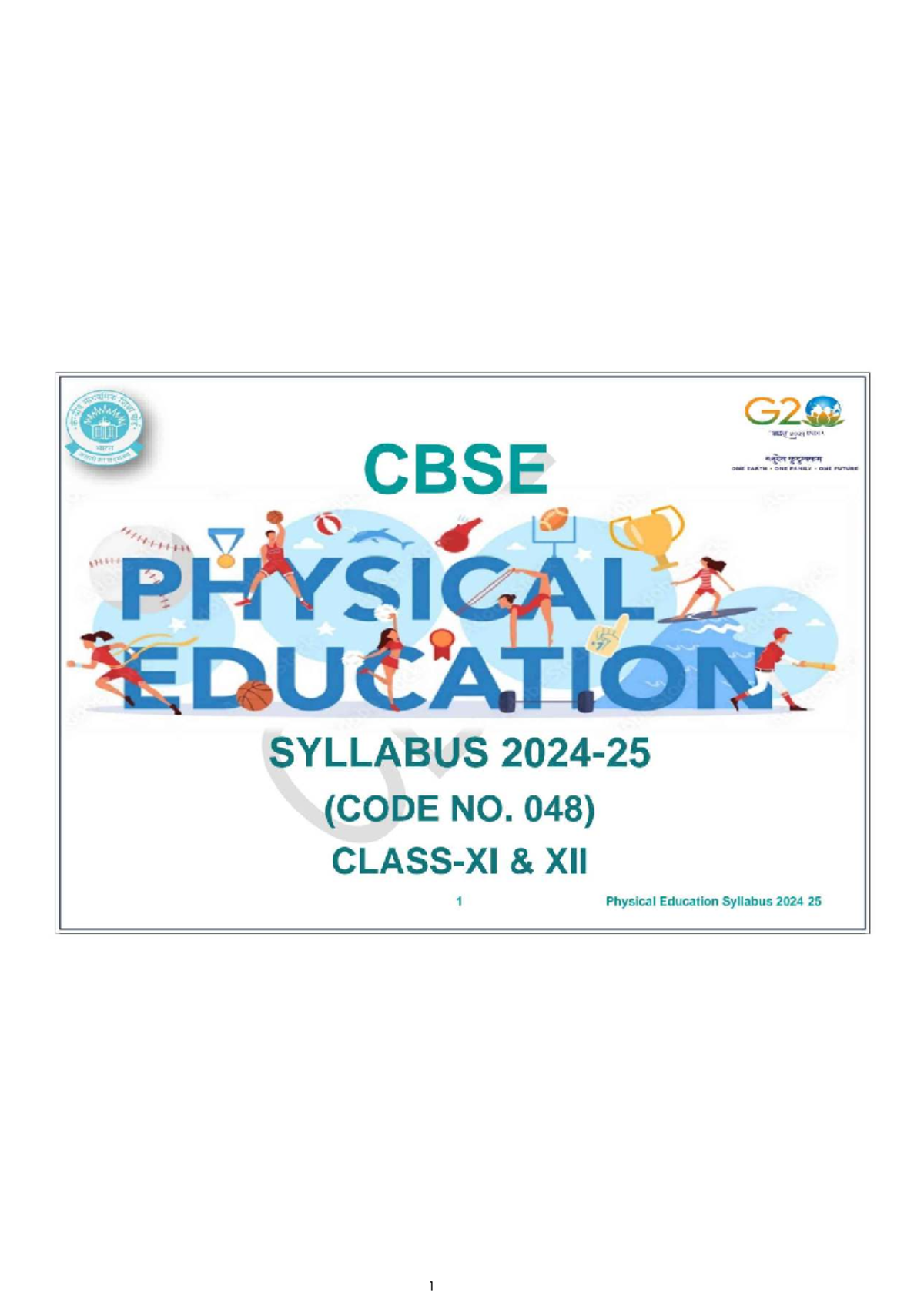 Physical Education Syllabus (Code No. 048) for Class XII (2024-25 ...