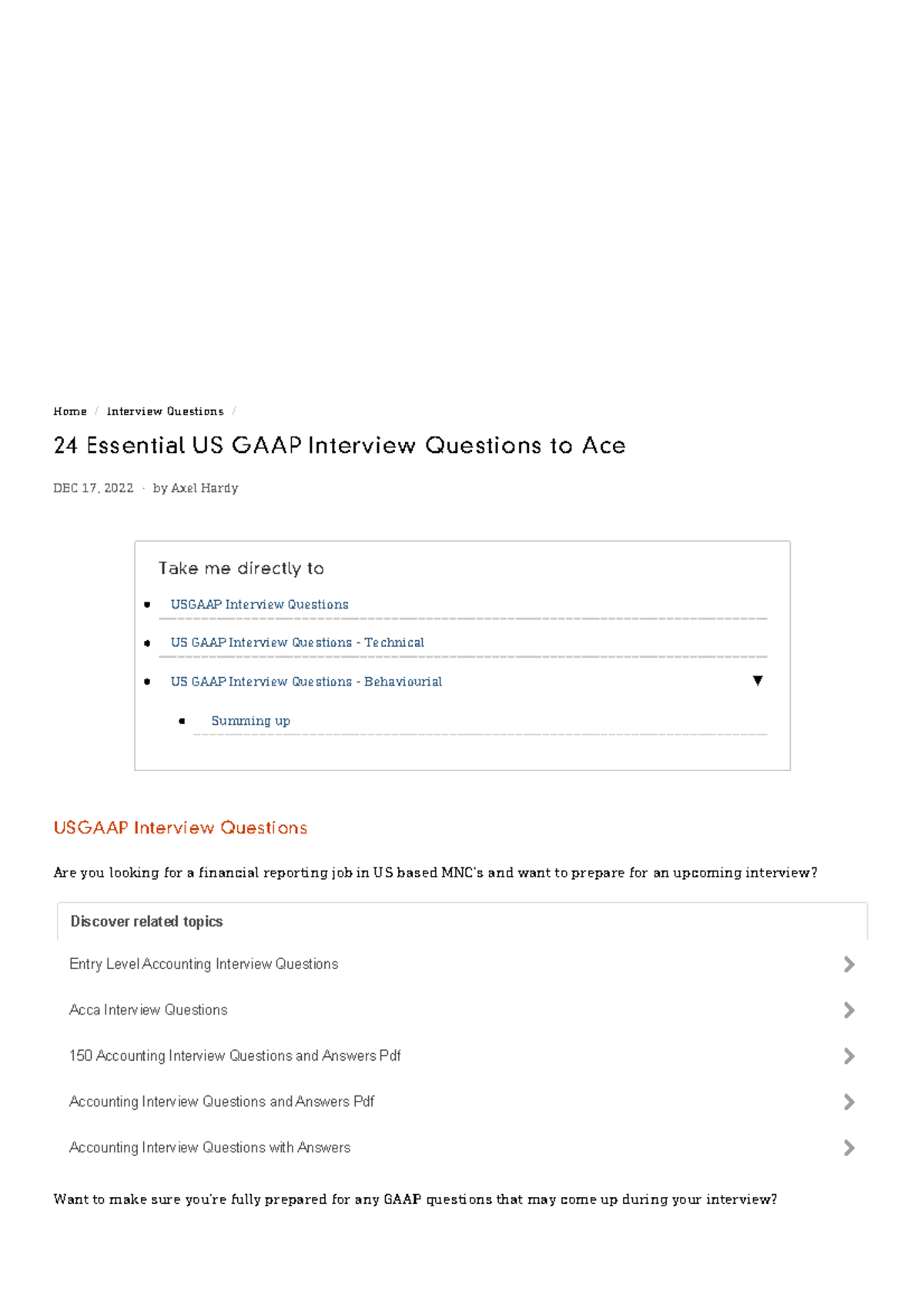 24 Essential US GAAP Interview Questions to Ace Your Next Interview ...