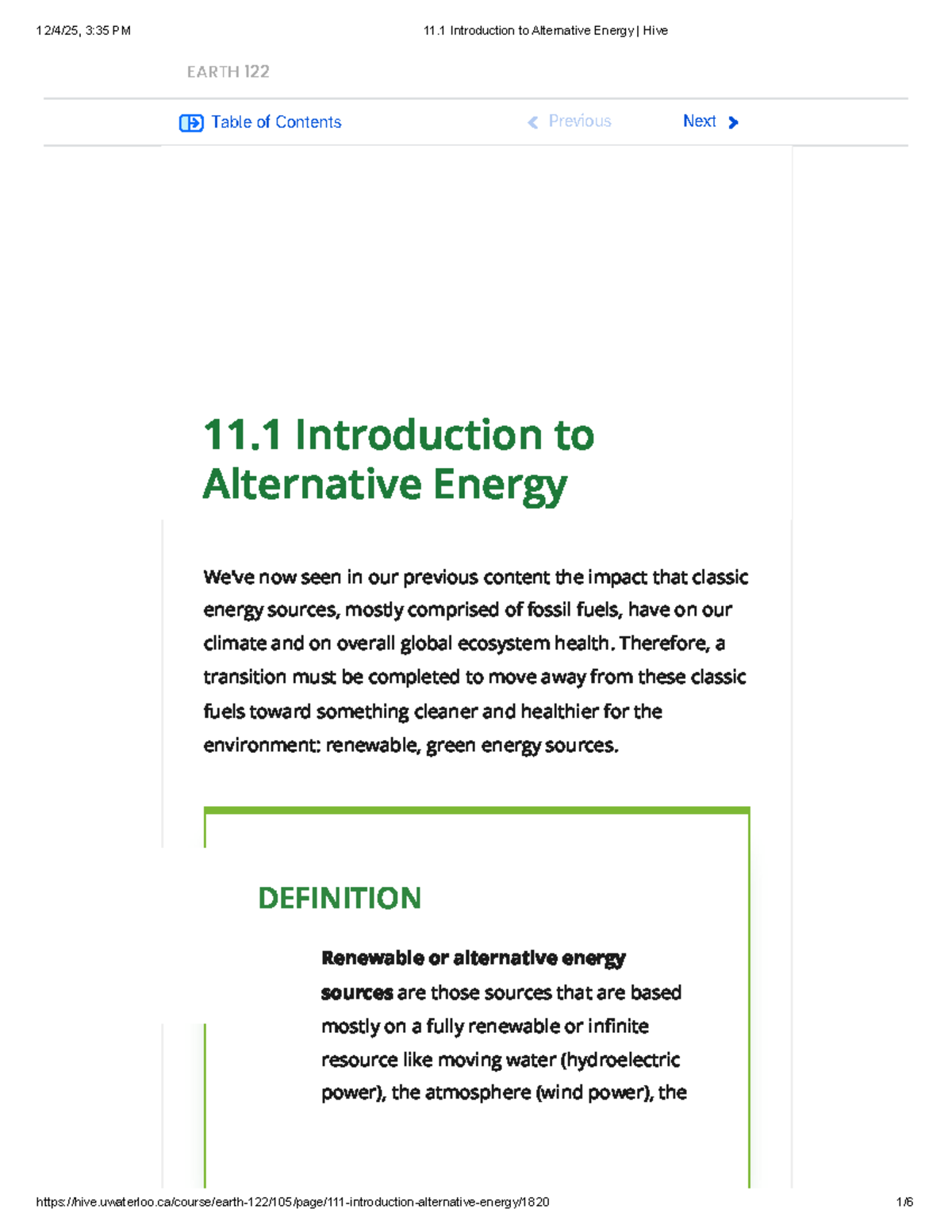 EARTH 122: 11.1 Intro to Alternative Energy Sources and Their Impact ...
