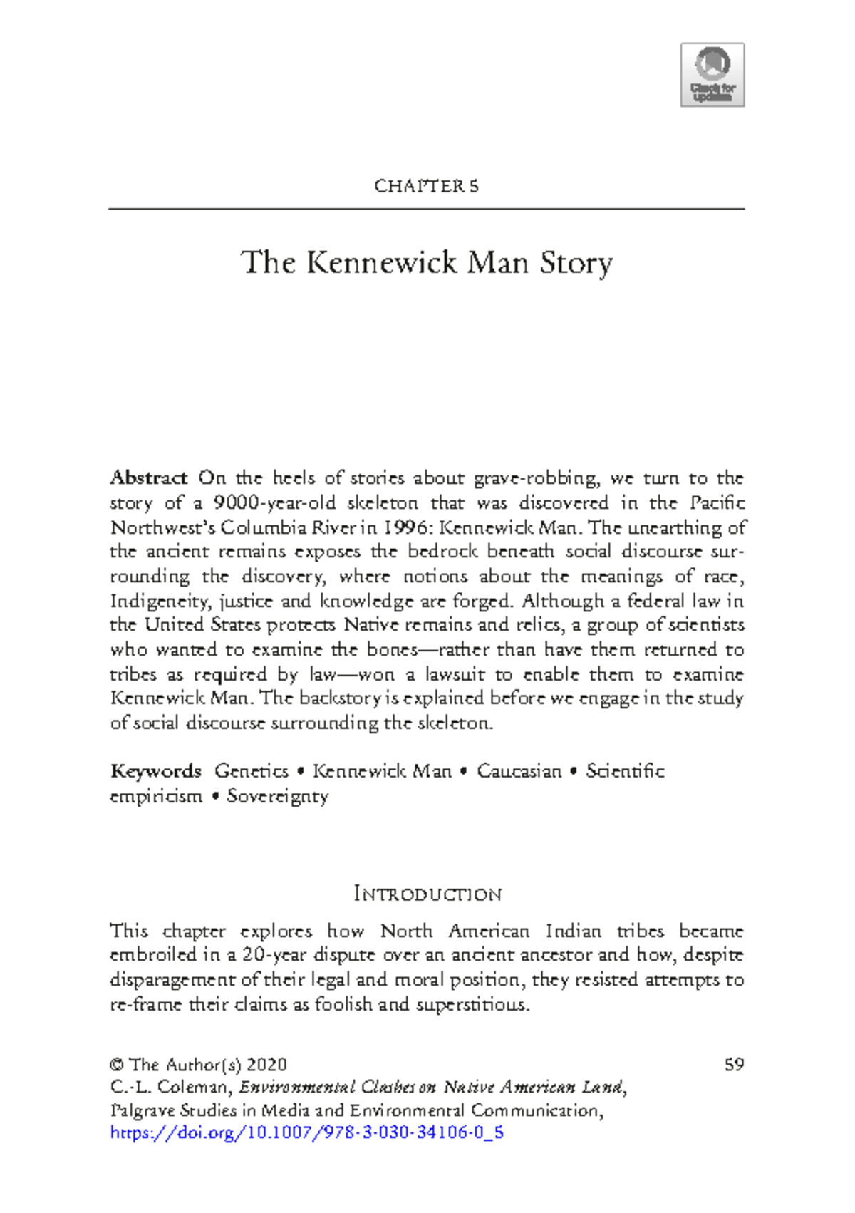 Analysis of the Kennewick Man Controversy: Discourse & Resistance (ENG ...