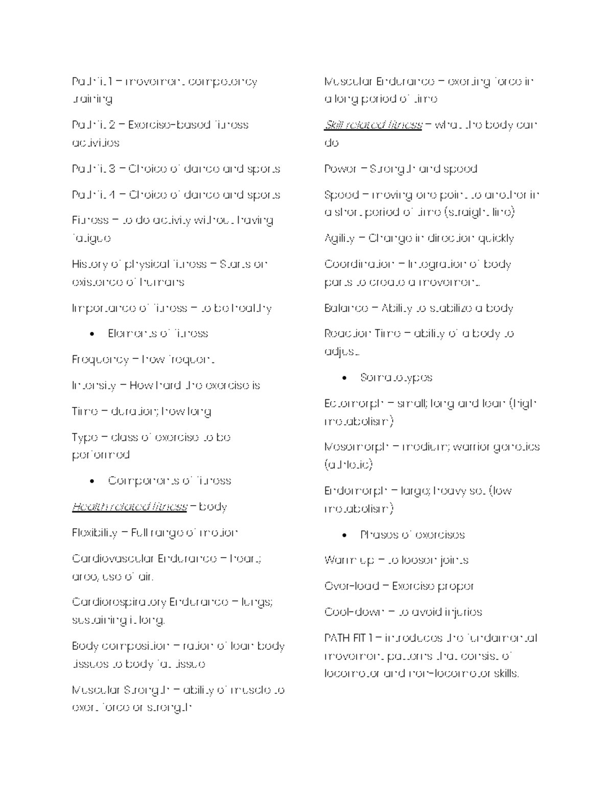 Pathfit 1 (Finals) - Comprehensive Lecture Notes for 1st Semester - Studocu
