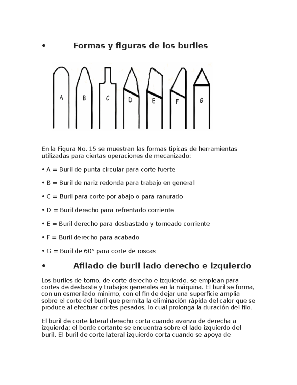 Formas y Afilado de Buriles para Mecanizado y Fresado - Studocu