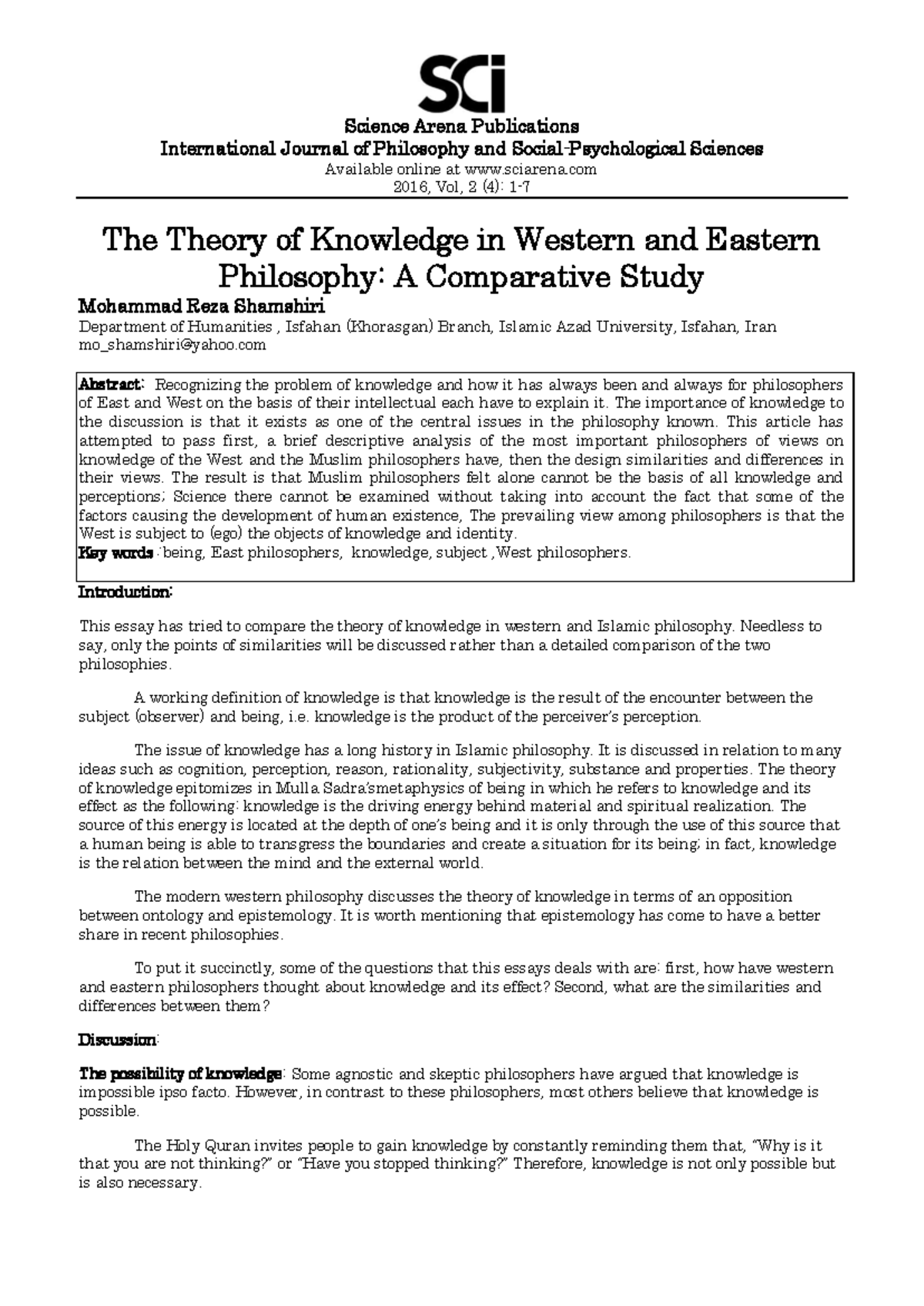 Comparative Study of Knowledge Theories in Western & Eastern Philosophy ...